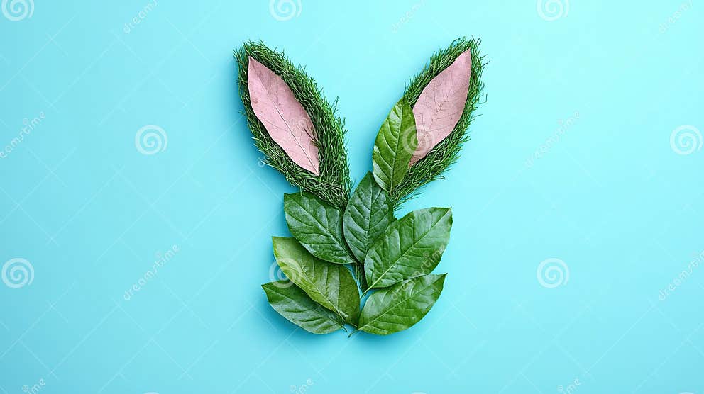 Spring Bunny Leaves Pastel Background Craft Stock Photo - Image of ...
