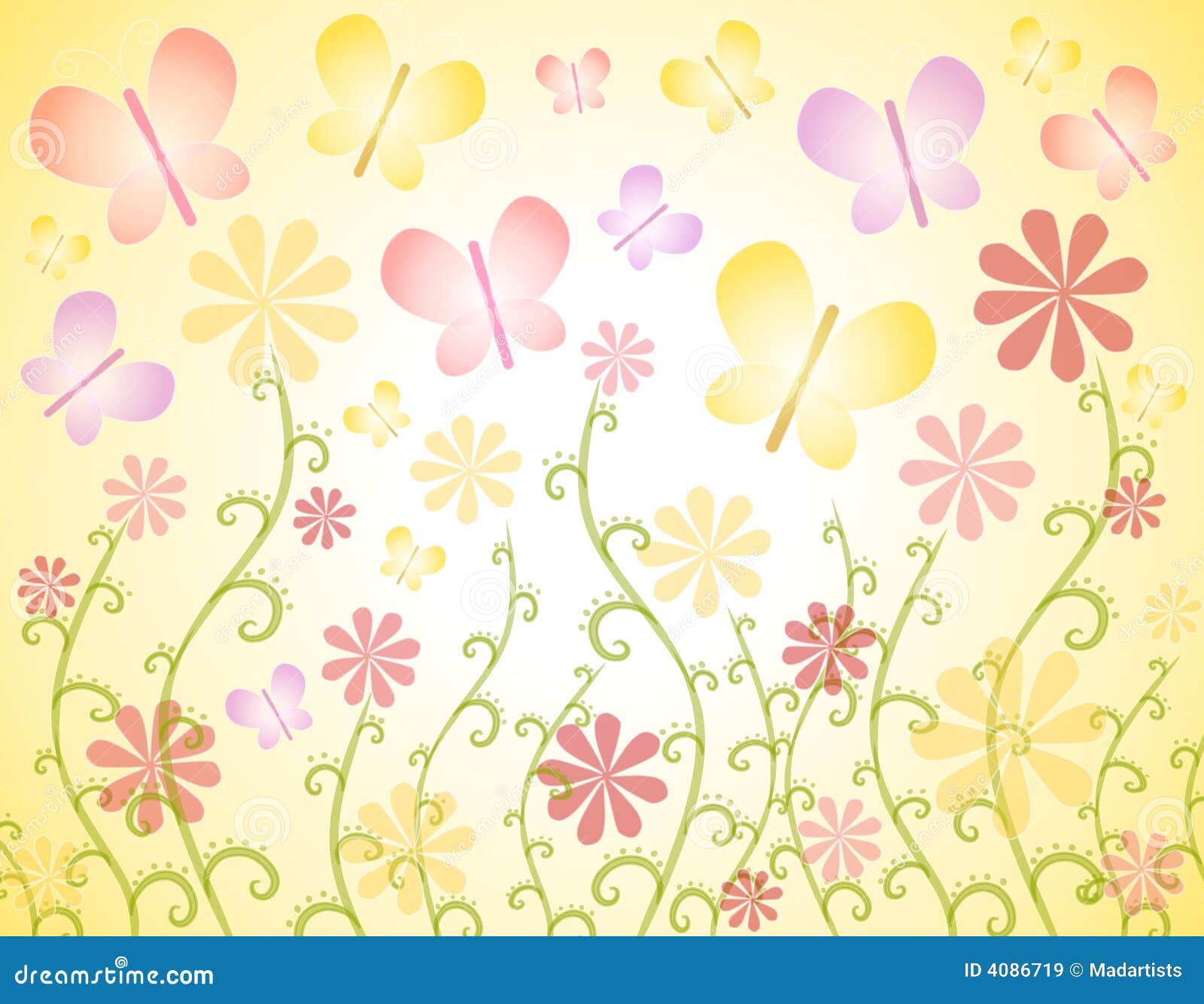 Spring Butterflies and Flowers Background Stock Illustration ...