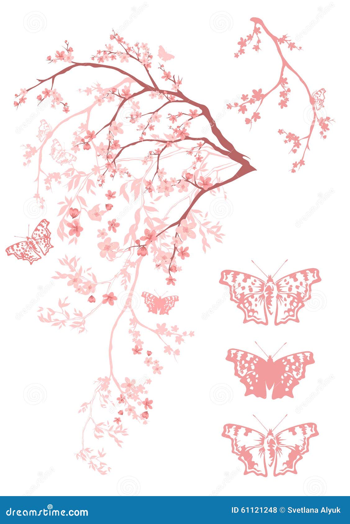 Spring butterflies tree stock vector. Illustration of nature - 61121248