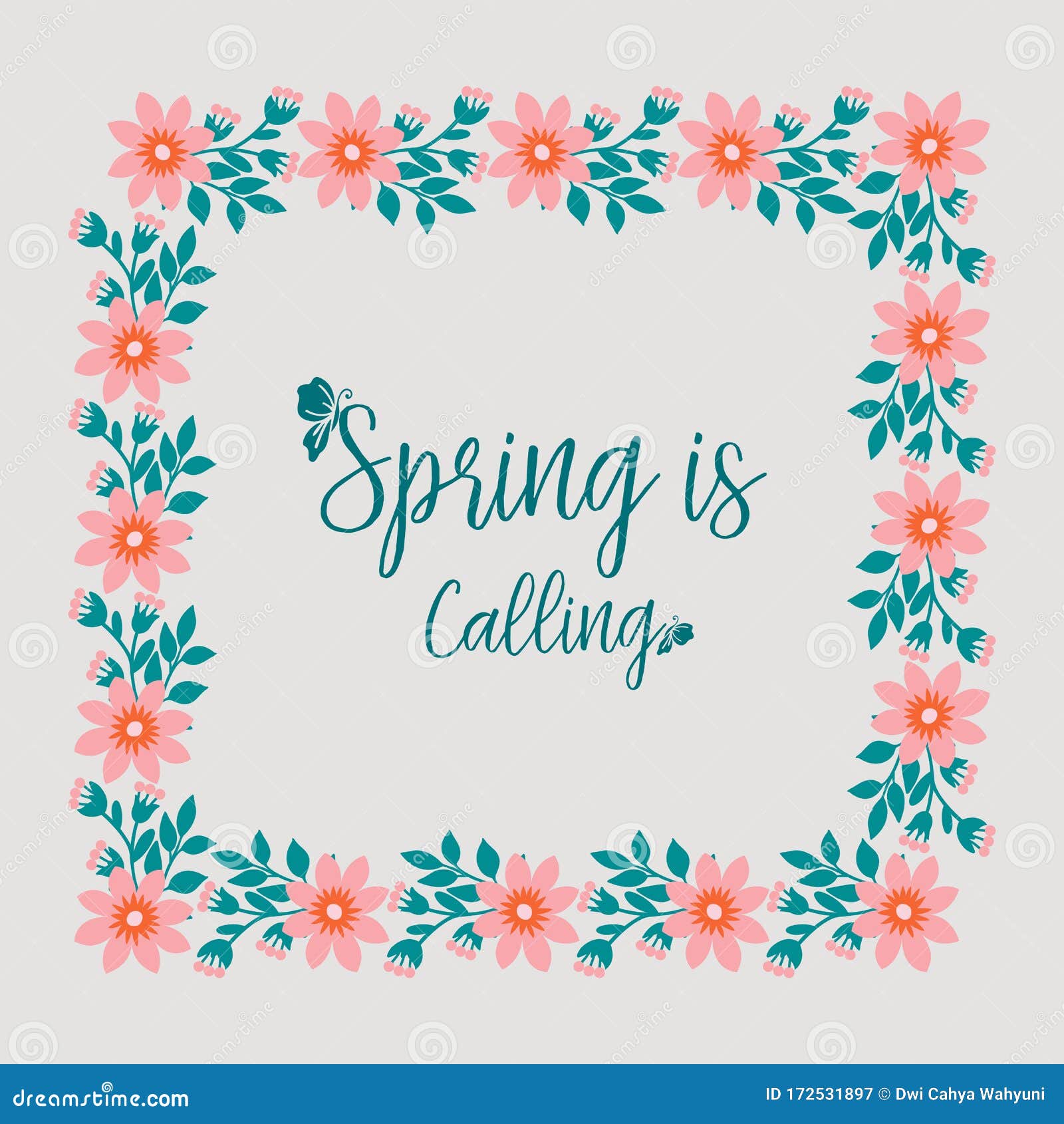 Spring Calling Celebration Greeting Card, with Leaf and Floral Modern ...