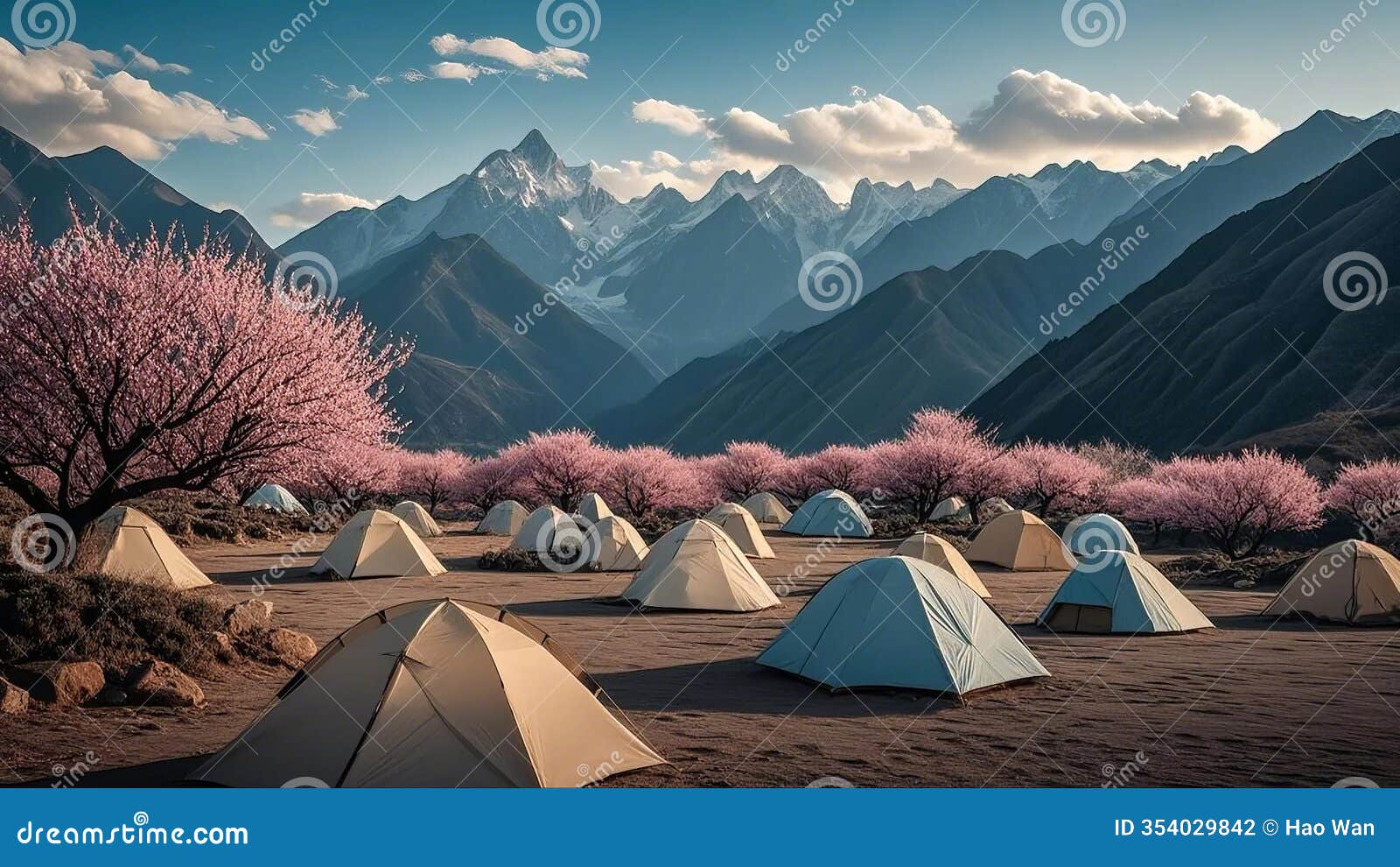 Spring Camping in the Countryside Stock Illustration - Illustration of ...