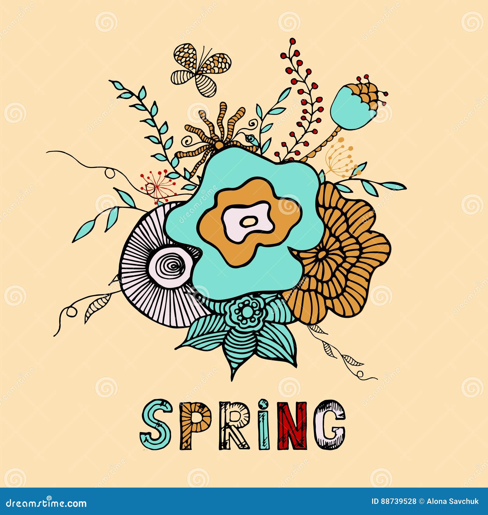 Spring card stock vector. Illustration of feminine, decoration - 88739528