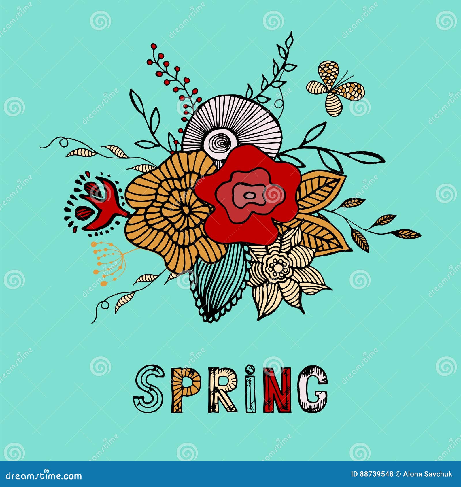 Spring card stock vector. Illustration of flourish, graphic - 88739548