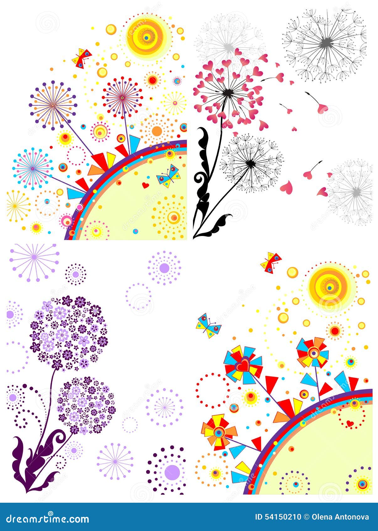 Spring Cards with Dandelion Stock Vector - Illustration of flower ...