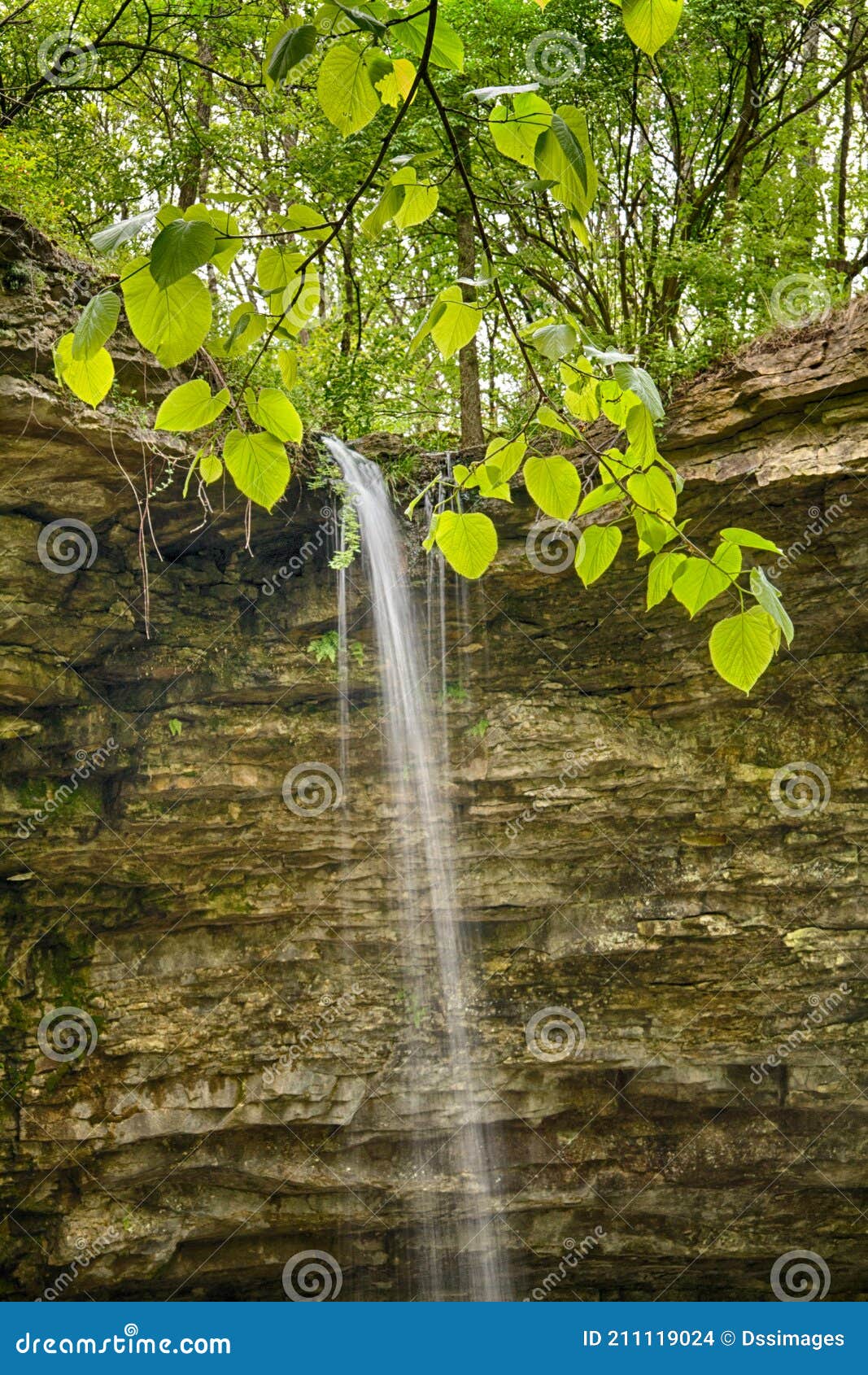 Spring Cascade Flowing Over a Rock Ledge Stock Photo - Image of river ...