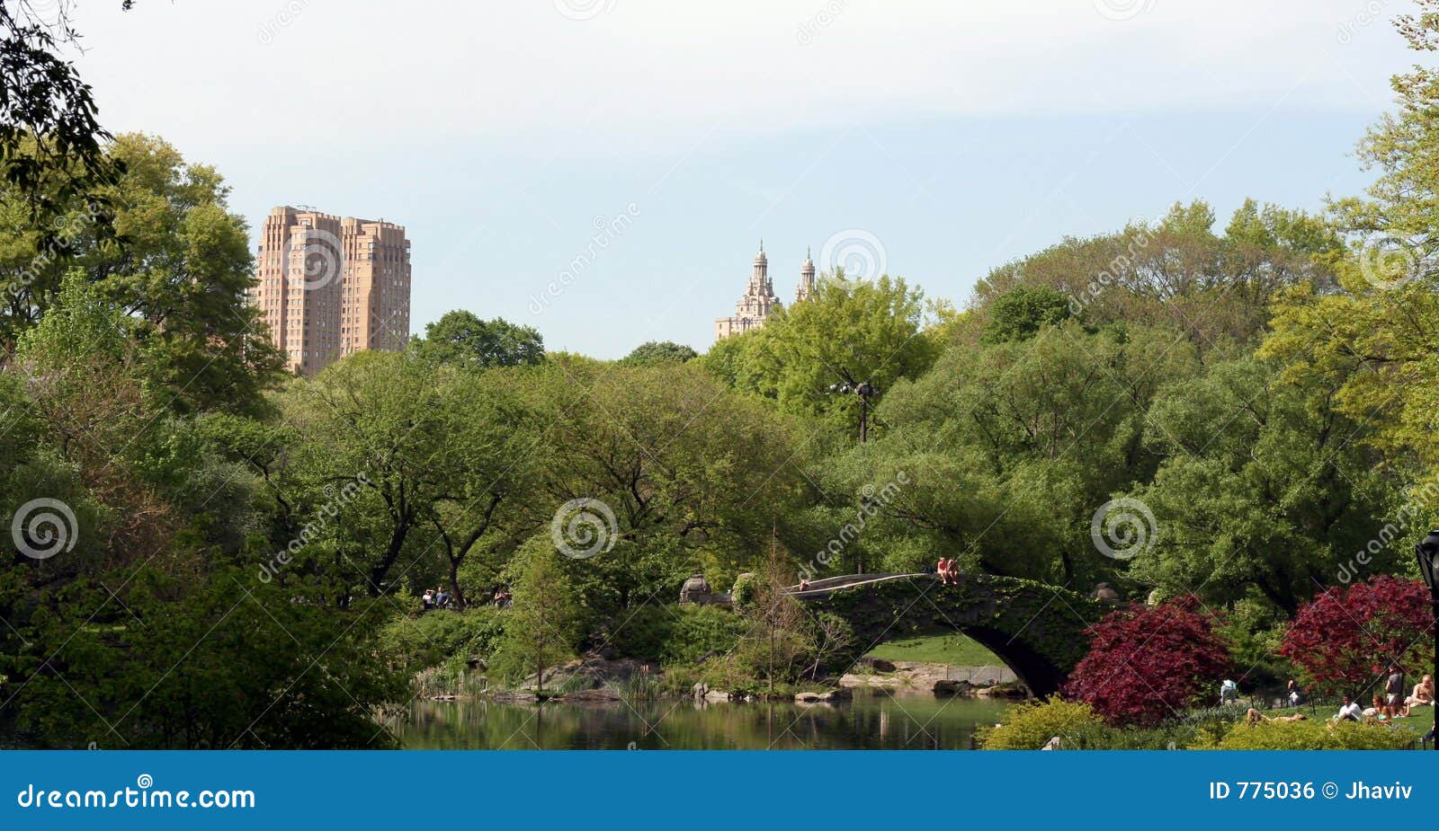 Spring in Central Park stock photo. Image of blue, building - 775036