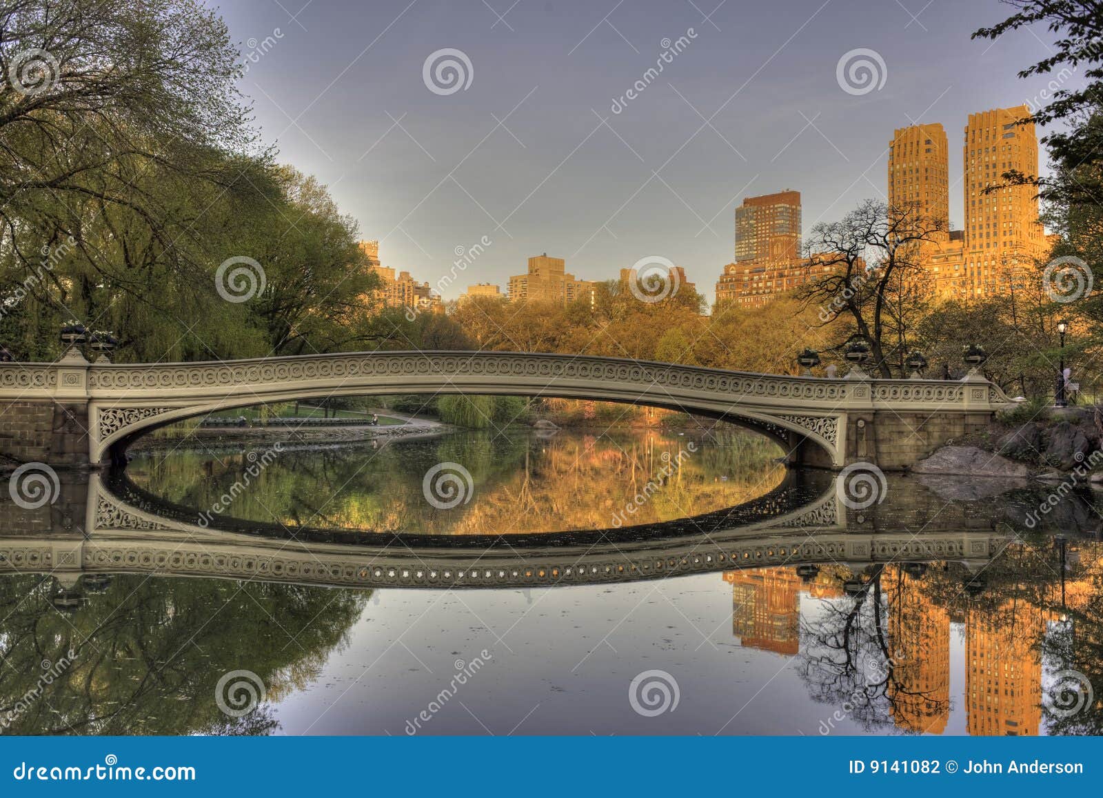 Spring in Central Park stock photo. Image of bridge, trees - 9141082
