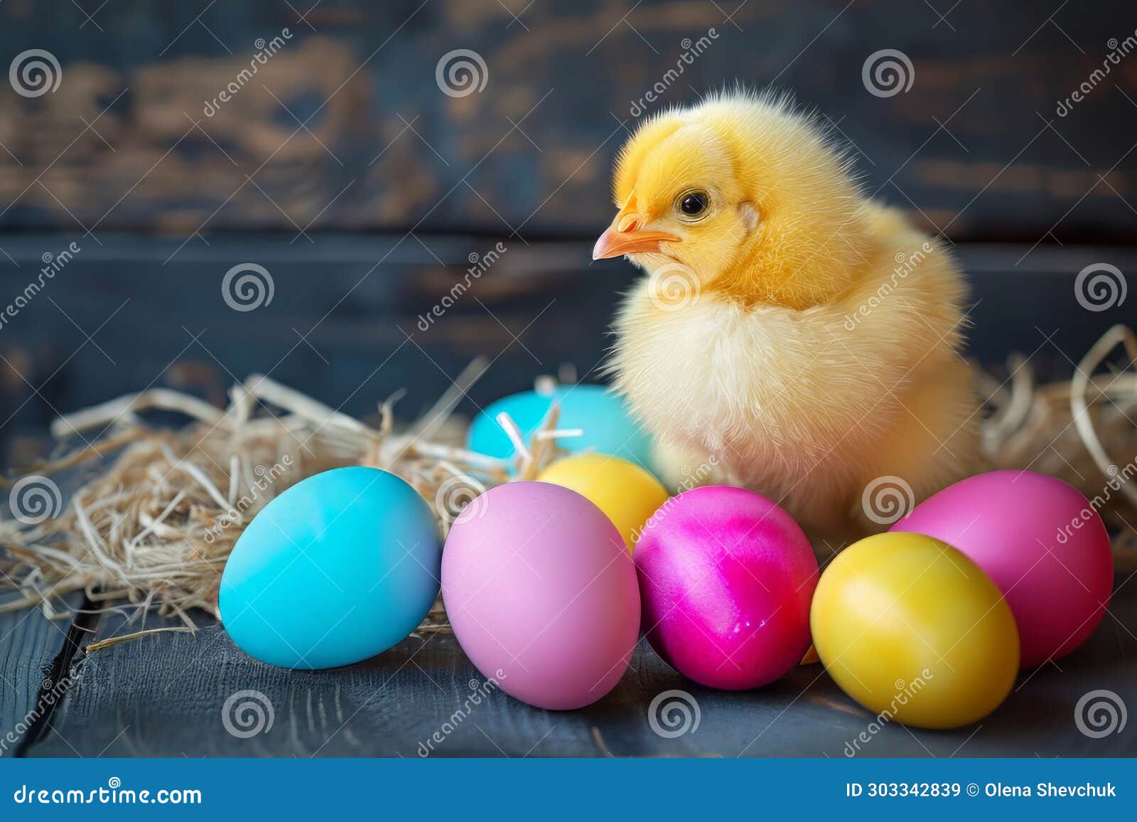 Spring Chickens are Hatching Eggs in the Nest,outside World is in a ...