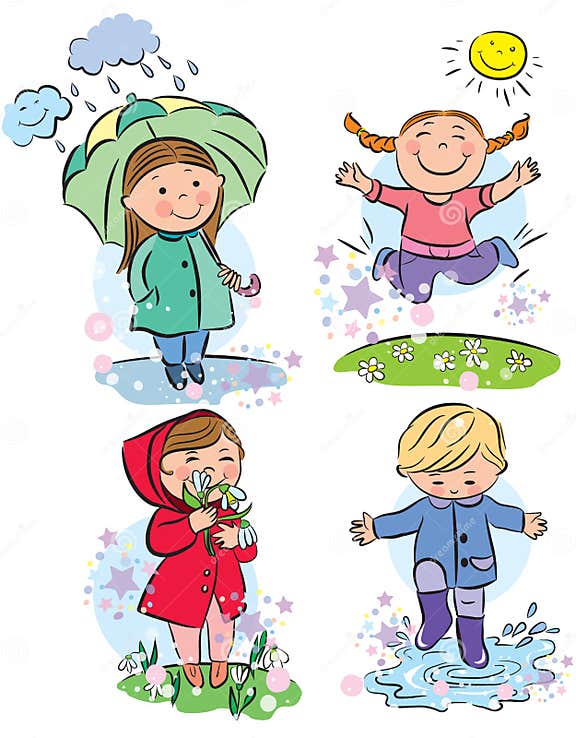 Spring children stock vector. Illustration of drawing - 29192987