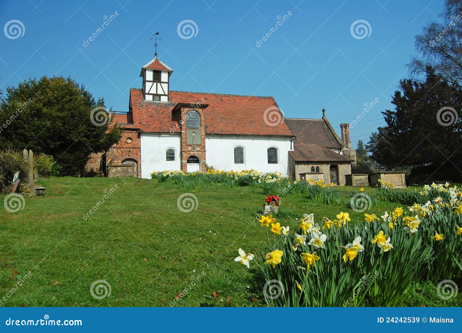 Spring church stock image. Image of daffodil, religion - 24242539