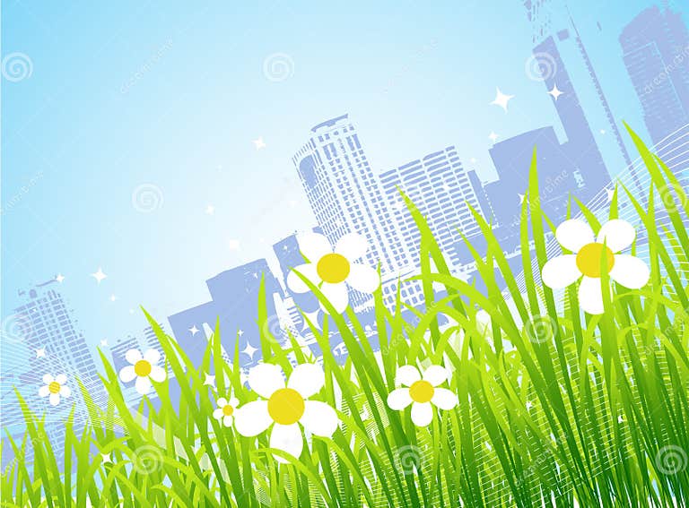 Spring in the City, Flowers Stock Vector - Illustration of district ...