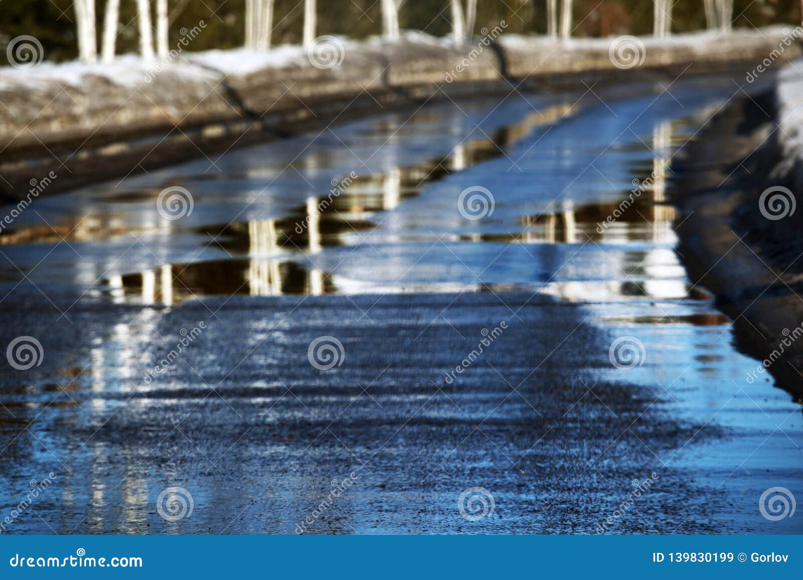 Spring city road pool stock image. Image of puddles - 139830199
