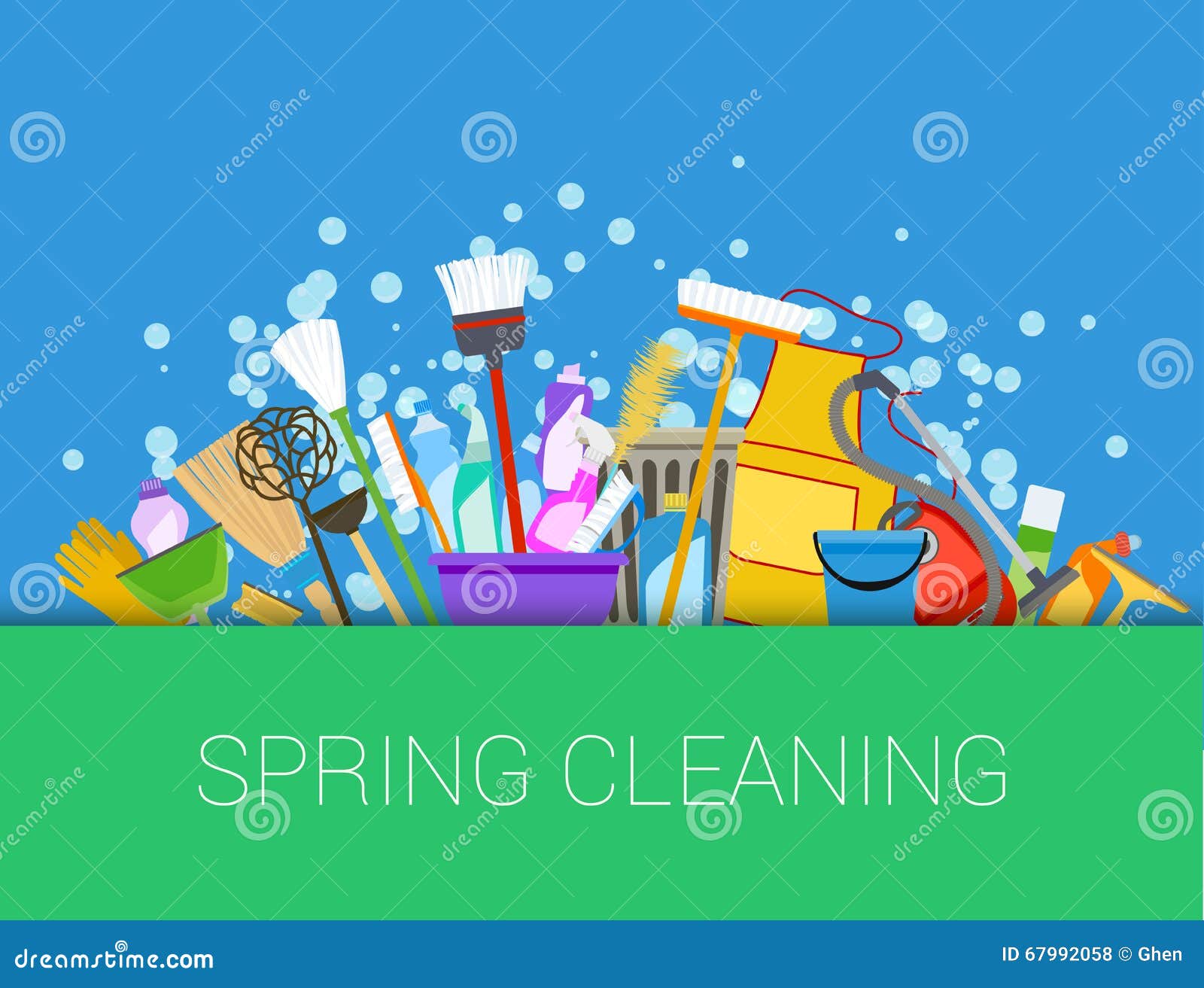 Spring Cleaning Vertical Border Background Vector Illustration ...