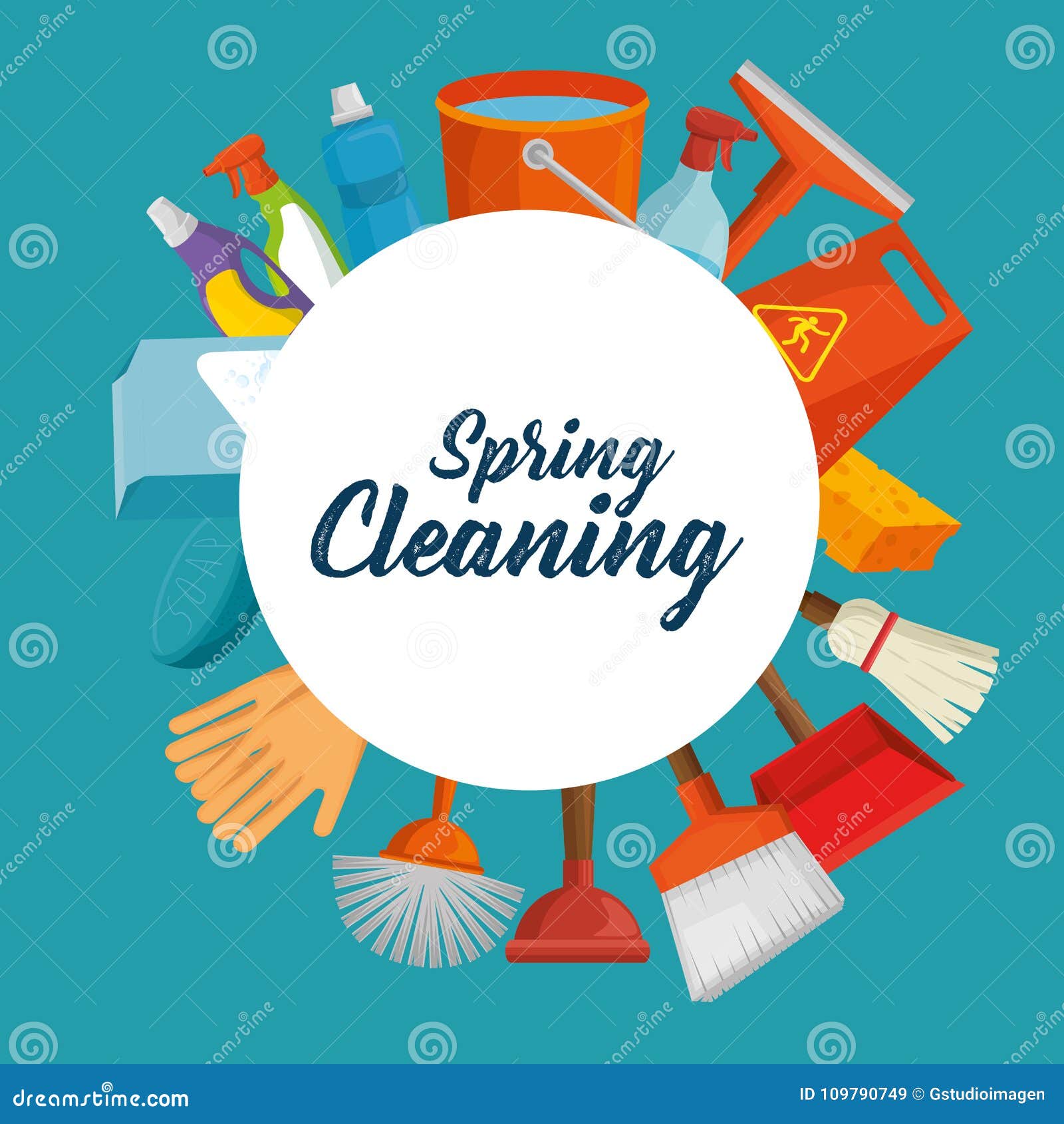 Spring cleaning design stock vector. Illustration of bucket - 109790749