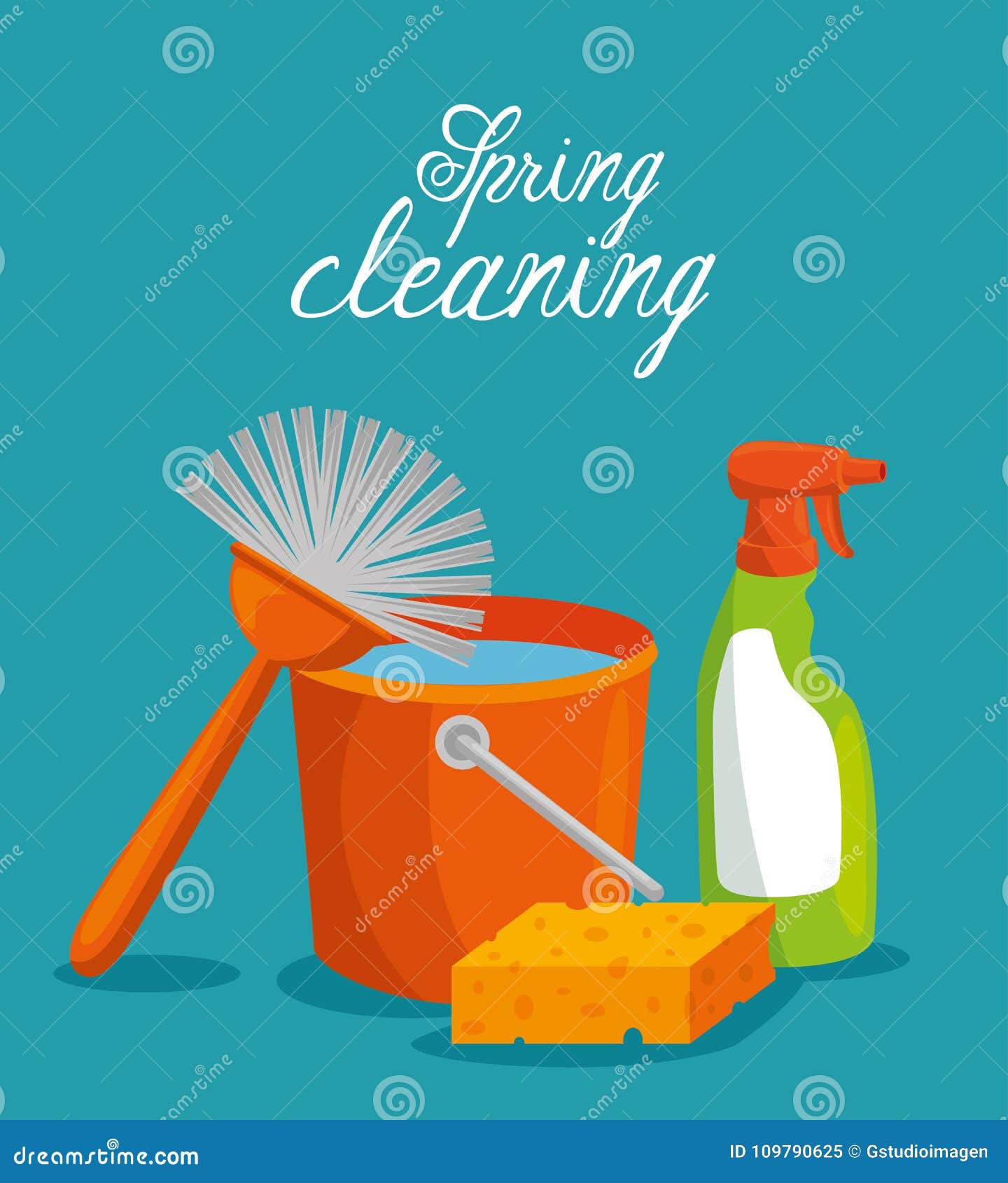 Spring cleaning design stock vector. Illustration of broom - 109790625