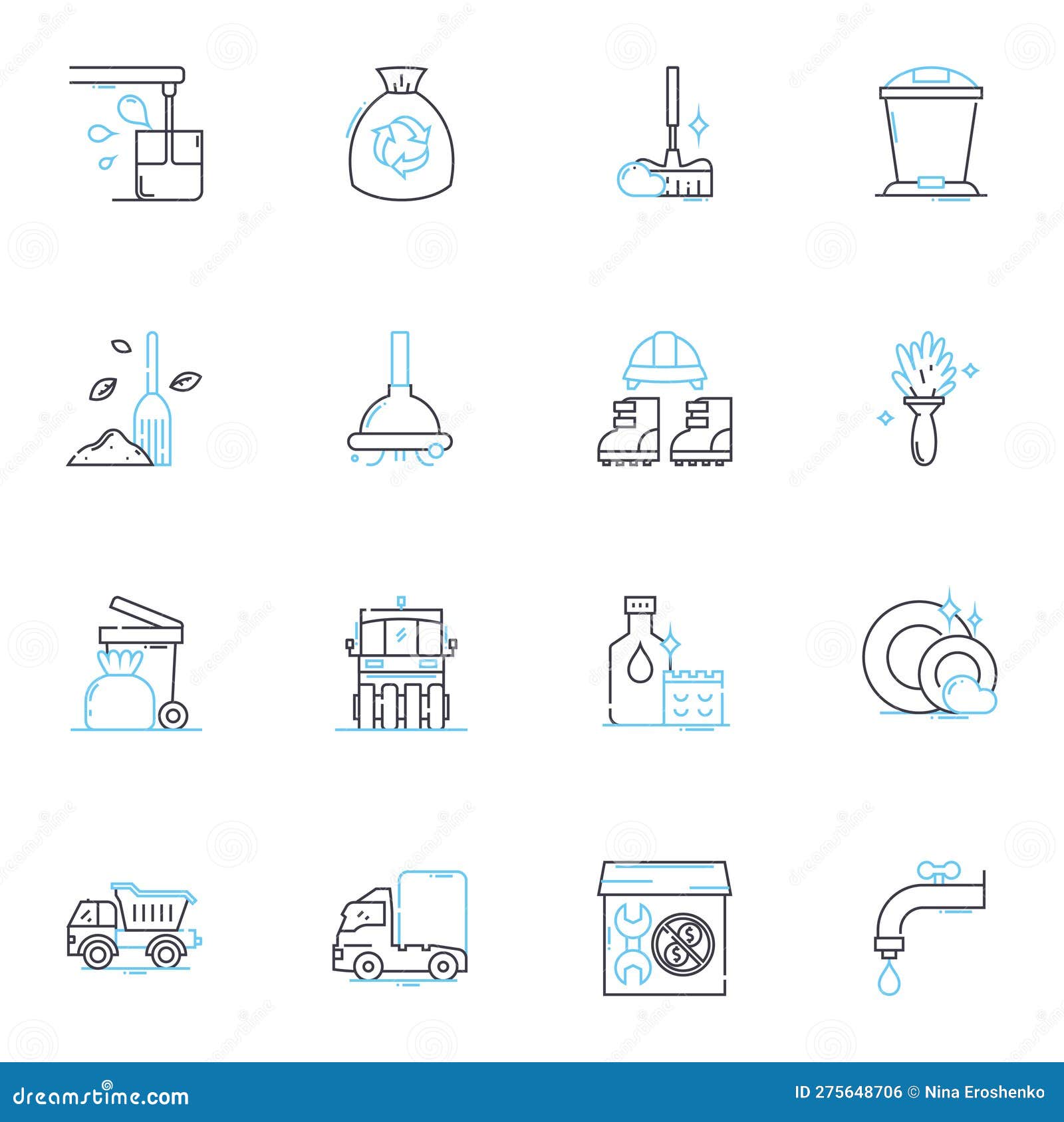 Purging Linear Icons Set. Cleanse, Eliminate, Exorcise, Remove ...