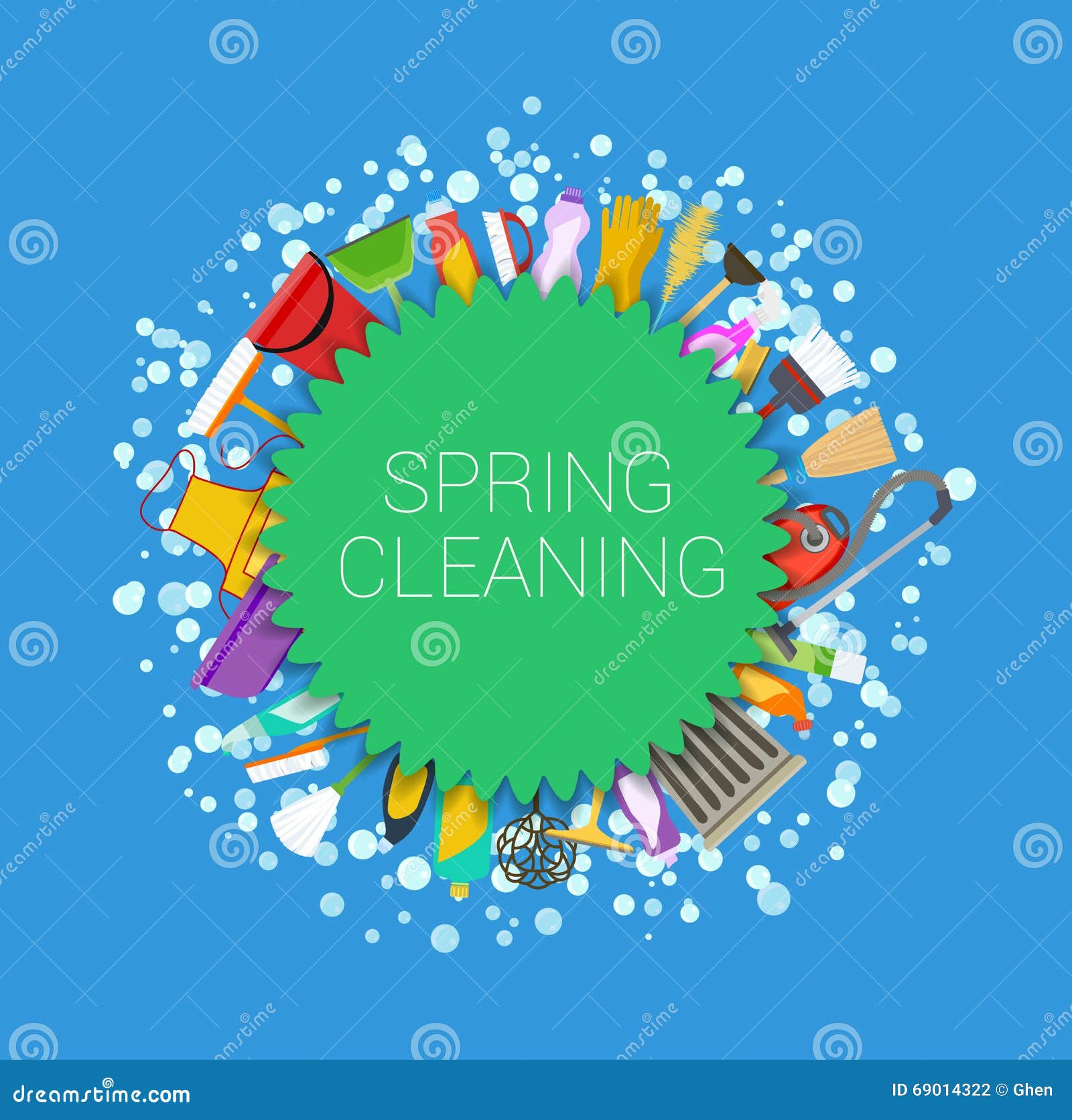 Spring Cleaning Vertical Border Background Vector Illustration ...