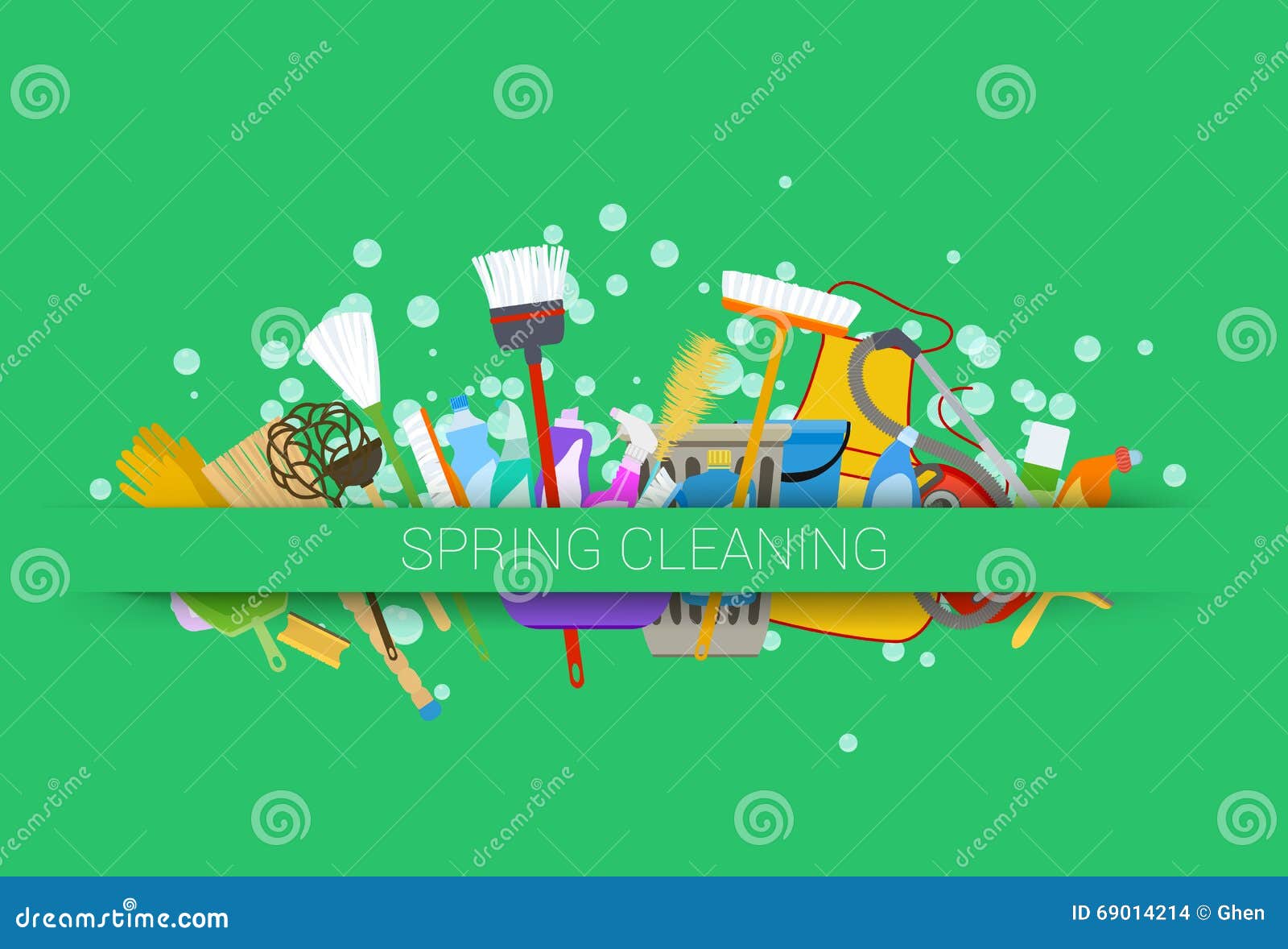 Spring Cleaning Vertical Border Background Vector Illustration ...