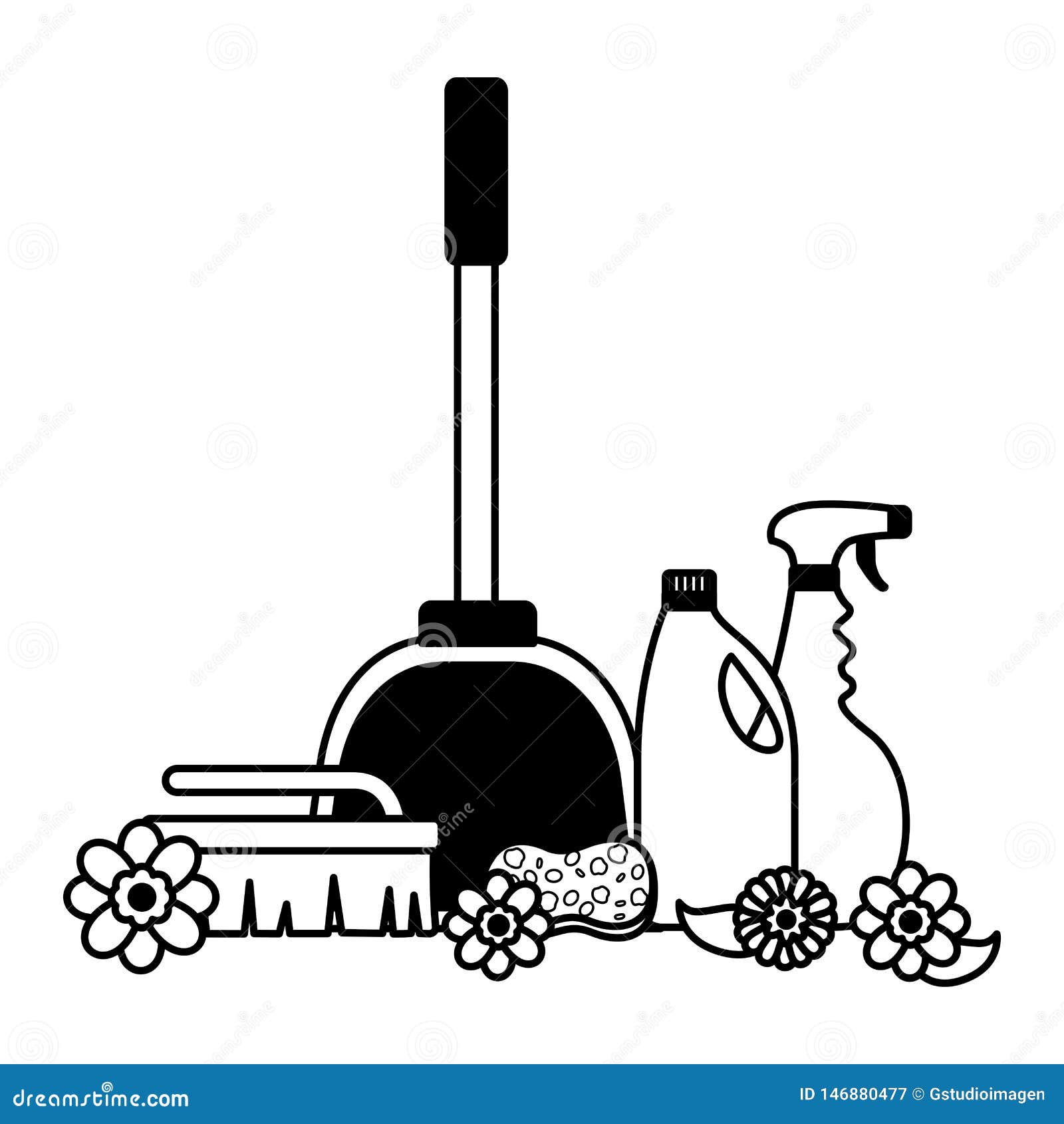 Spring cleaning tools stock illustration. Illustration of wash - 146880477