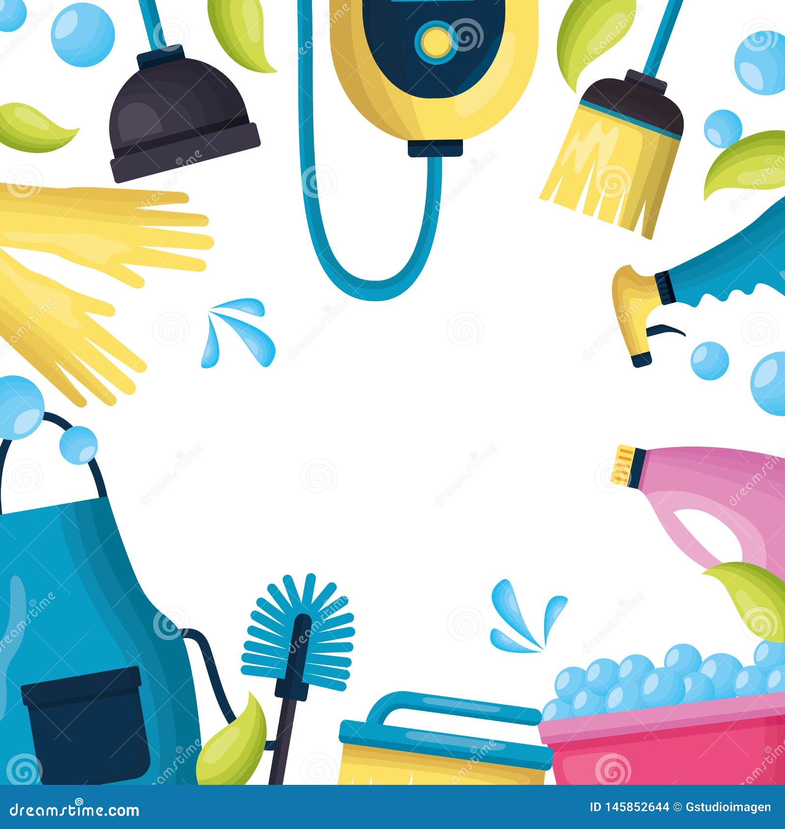 Spring cleaning tools stock illustration. Illustration of maid - 145852644