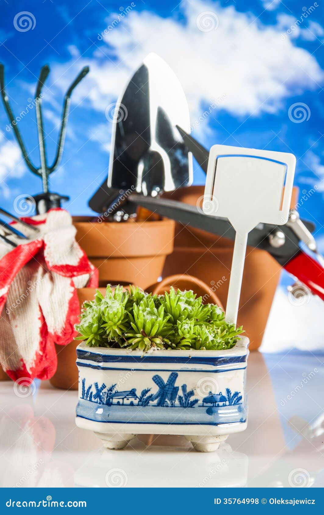 Spring Climate with Gardening Stuff Stock Photo - Image of plant ...