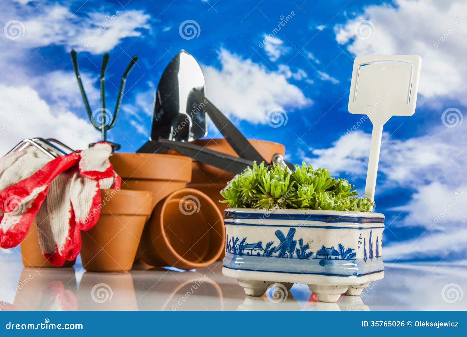 Spring Climate with Gardening Stuff Stock Photo - Image of lamp, dirt ...