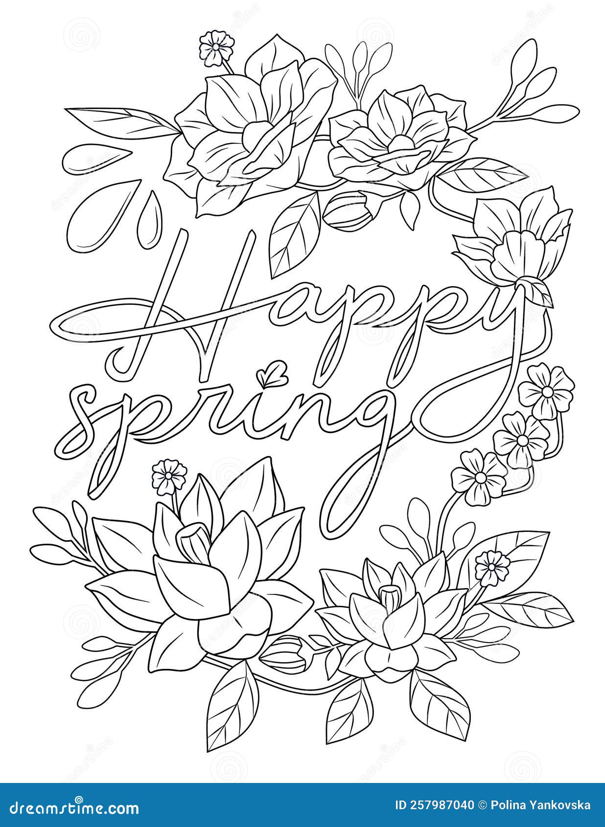 Spring Coloring Page for Adult Stock Illustration - Illustration of ...