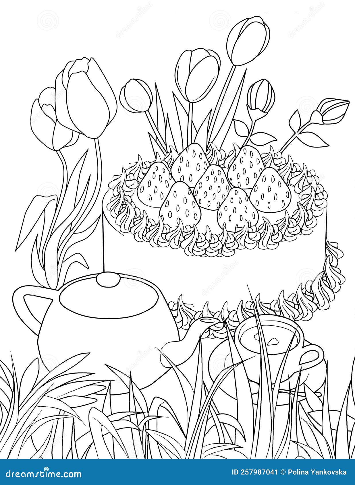 Spring Coloring Page for Adult Stock Illustration - Illustration of ...