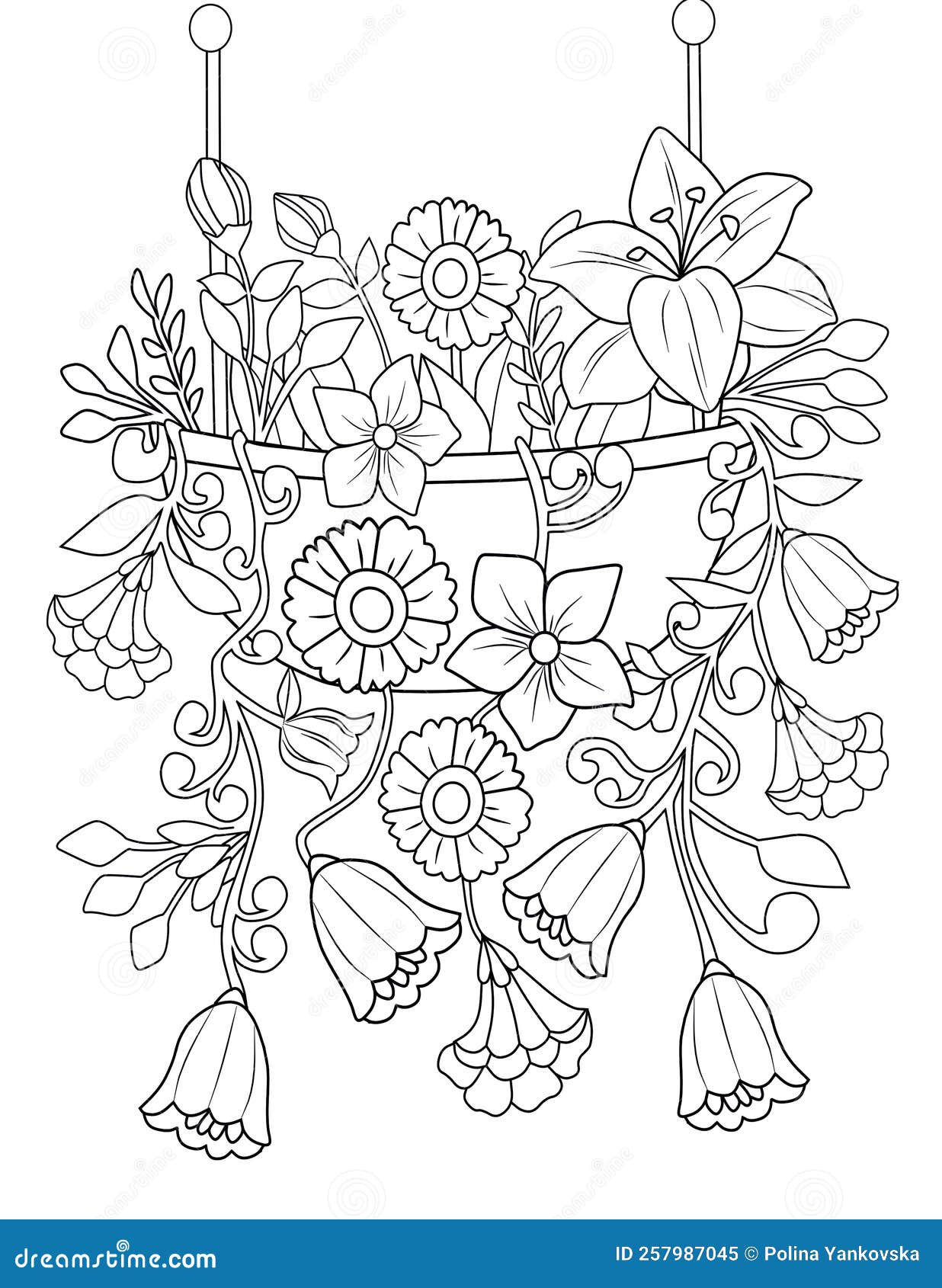 Spring Coloring Page for Adult Stock Illustration - Illustration of ...