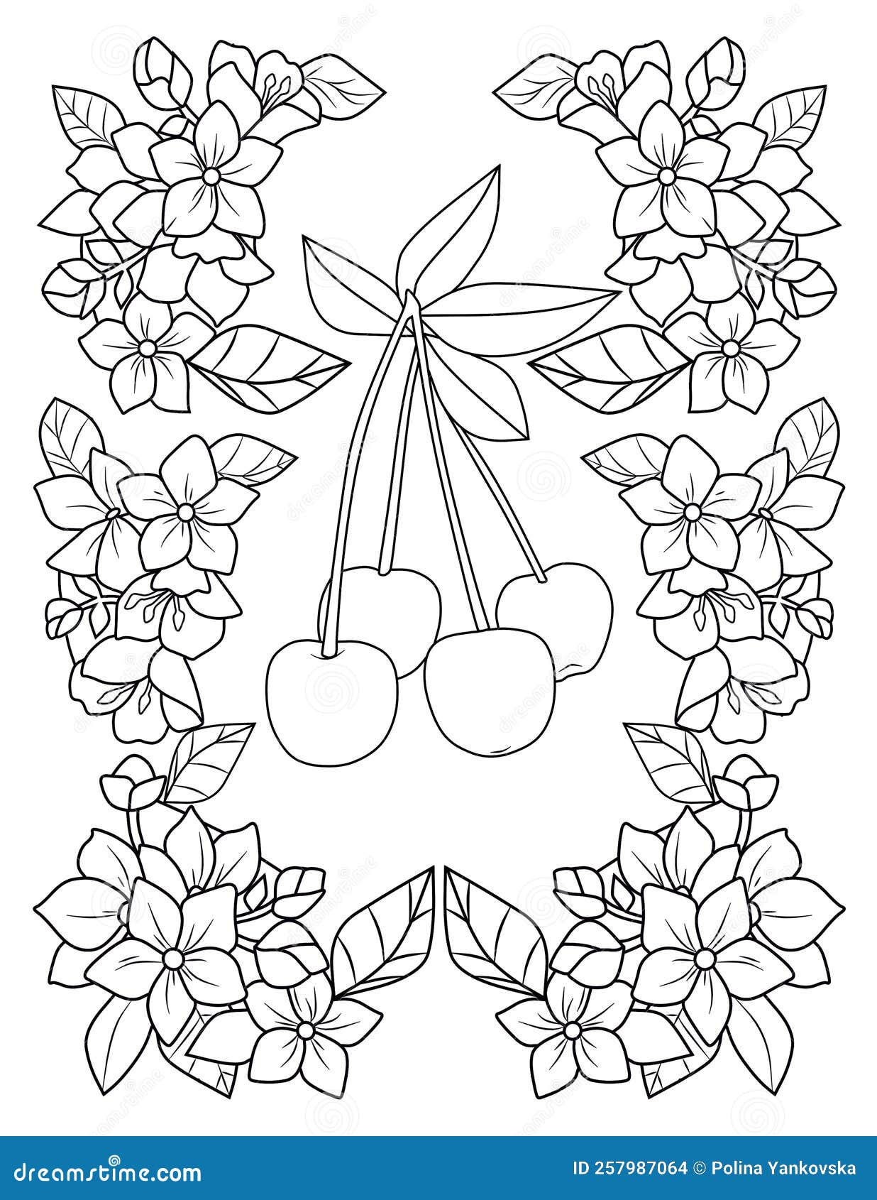 Spring Coloring Page for Adult Stock Illustration - Illustration of ...