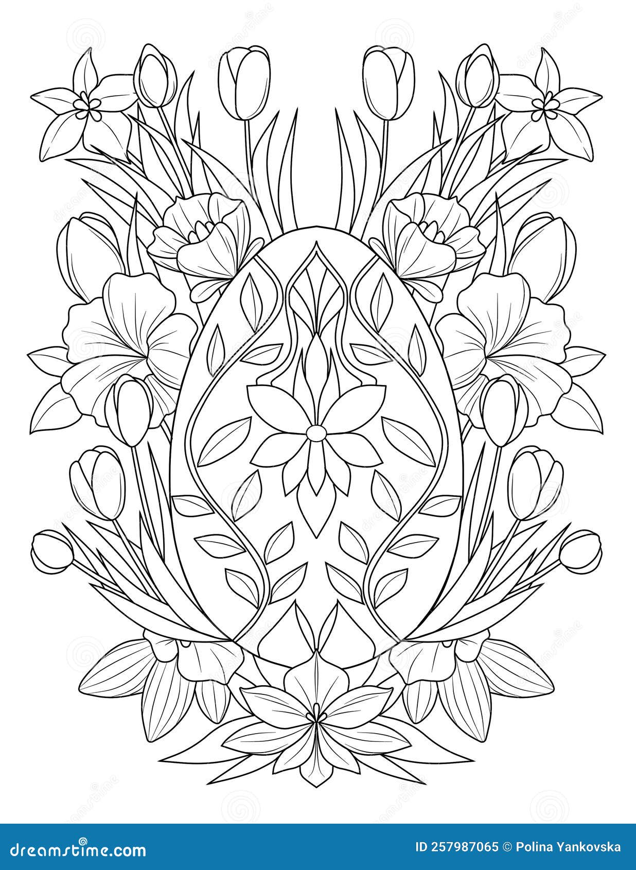 Spring Coloring Page for Adult Stock Illustration - Illustration of ...