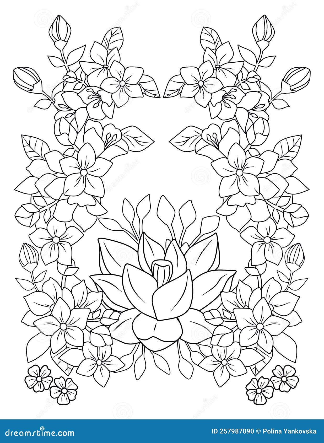 Spring Coloring Page for Adult Stock Illustration - Illustration of ...