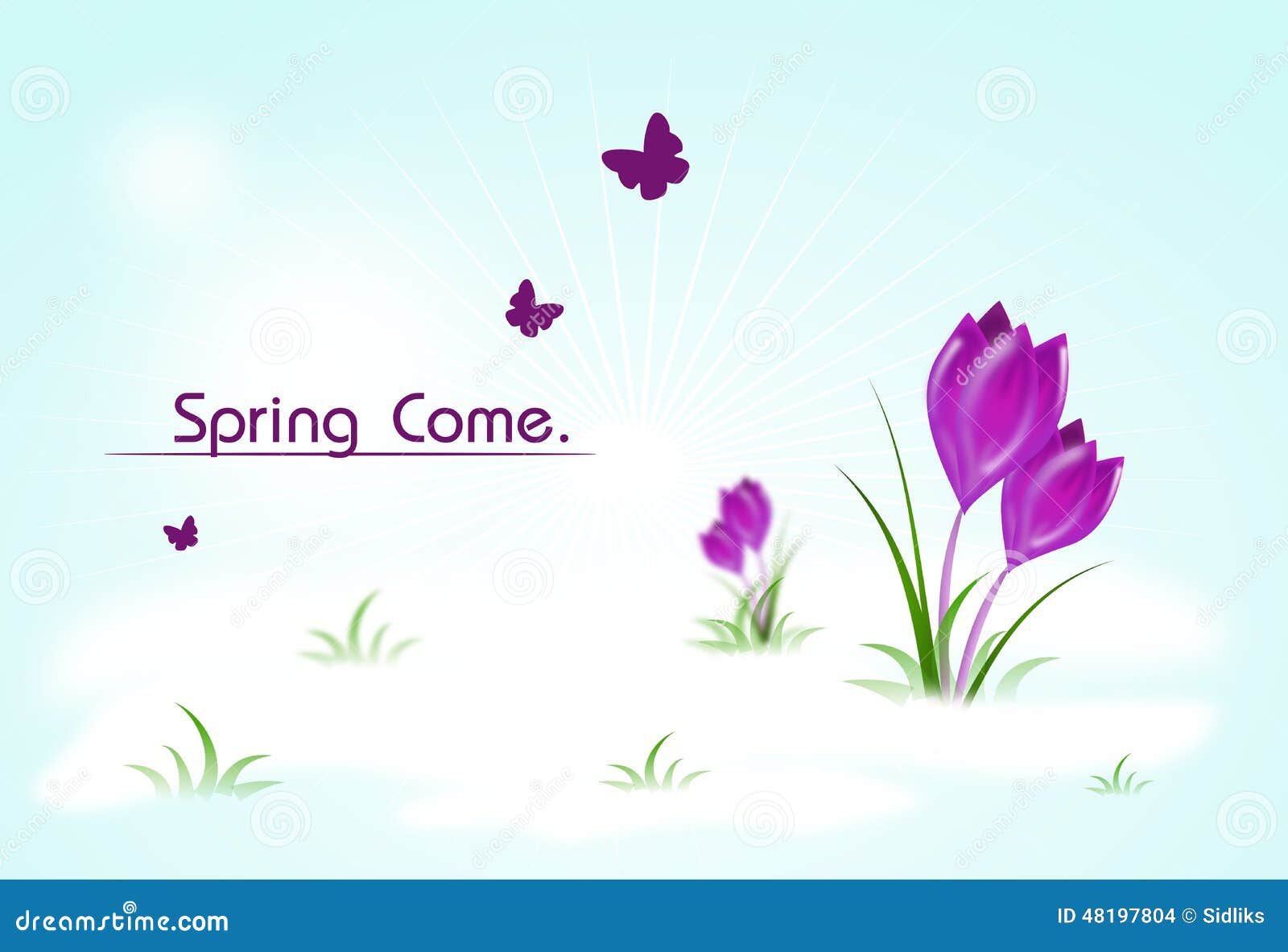 Spring come stock illustration. Illustration of invitation - 48197804
