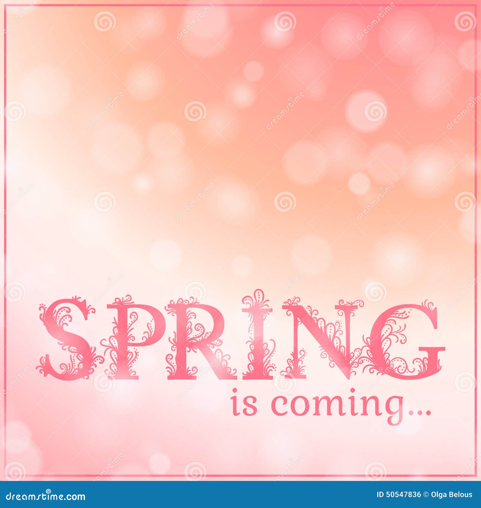 Spring is Coming Lettering on Blurry Lights Stock Vector - Illustration ...