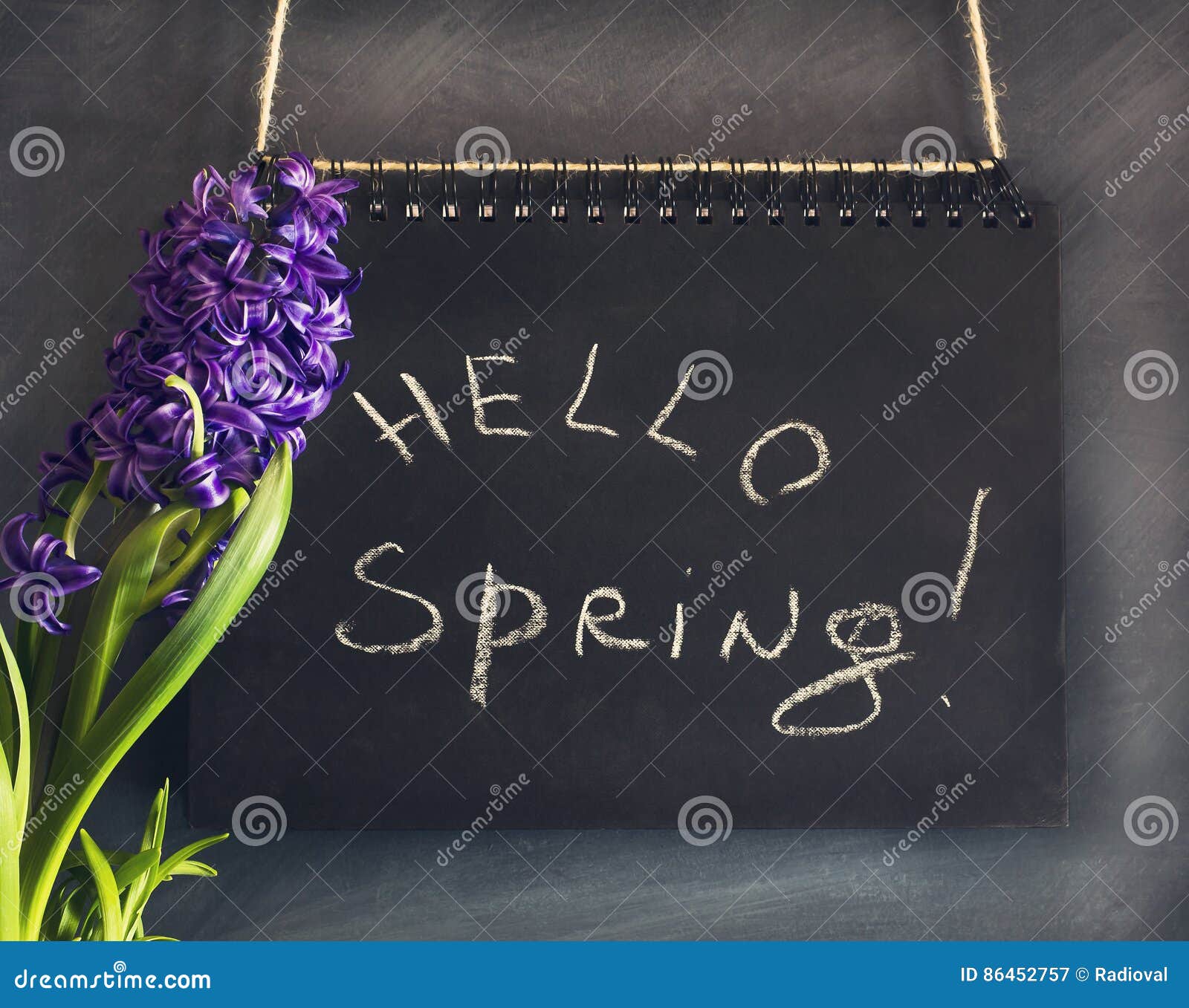Spring Composition with Flowers and Chalk Board Stock Image - Image of ...