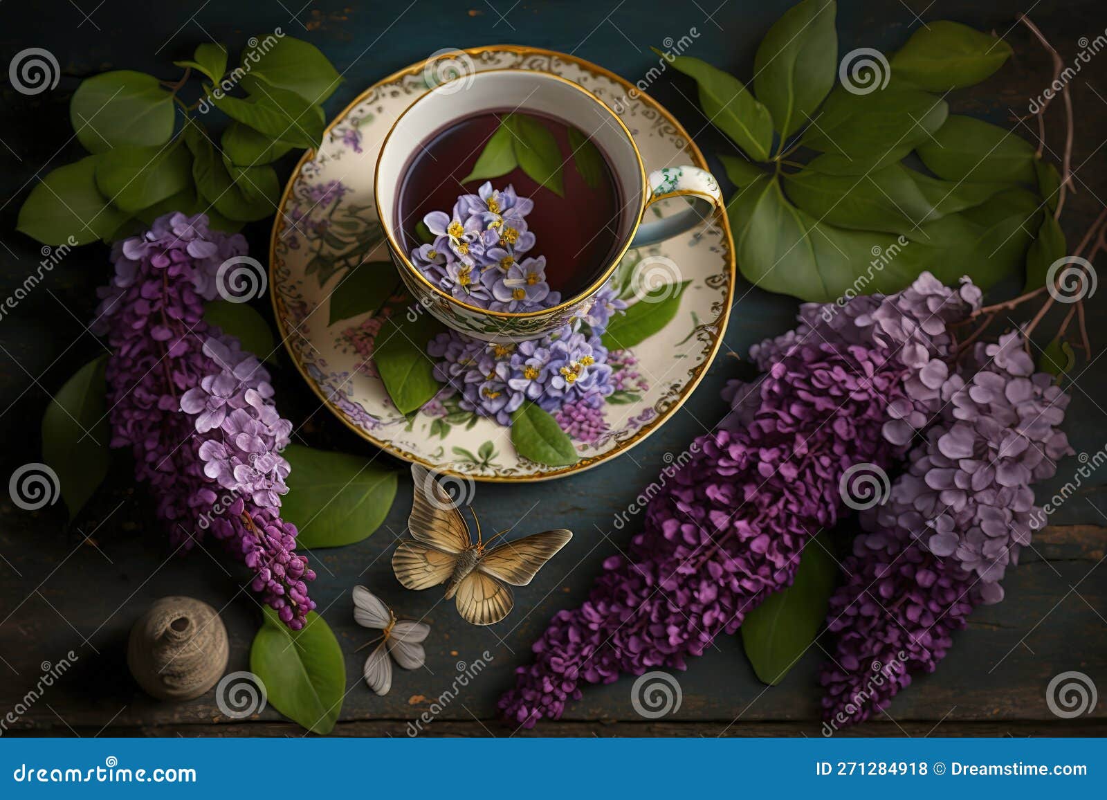 Spring Composition with Lilac and Tea Cup, AI Generated Stock ...