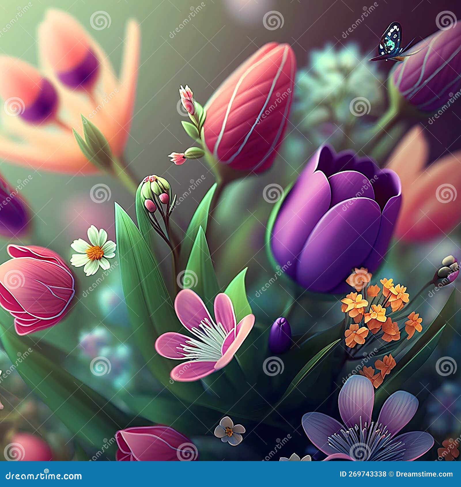 Spring Concept, Delicate Background of Flowers and Birds To Symbolize ...