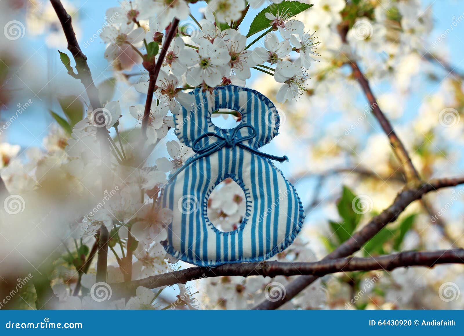 Spring Concept. Number 8 on Flowering Cherry-trees Stock Photo - Image ...
