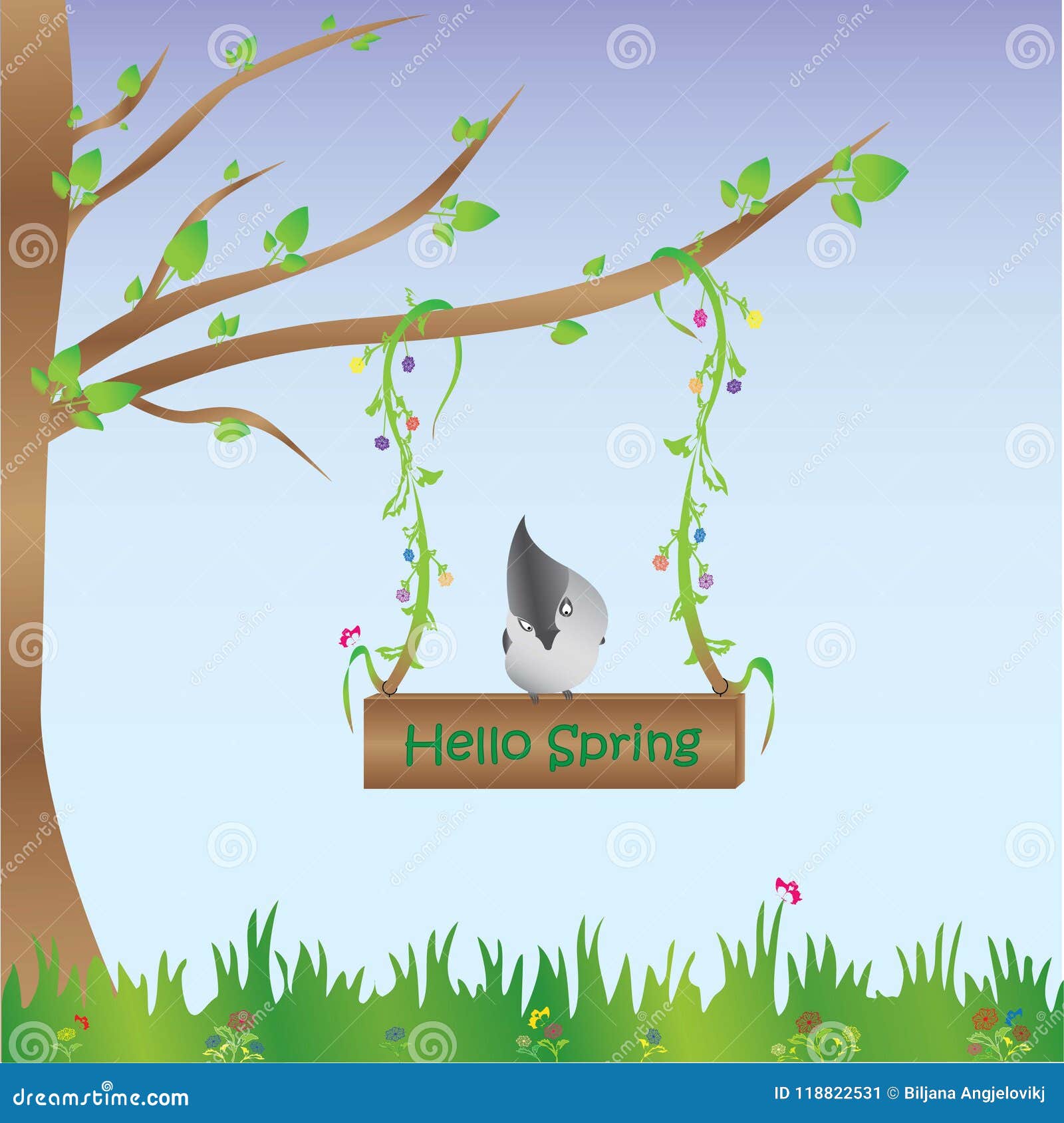 Spring Concept - Phrase ` Hello Spring`. Stock Illustration ...