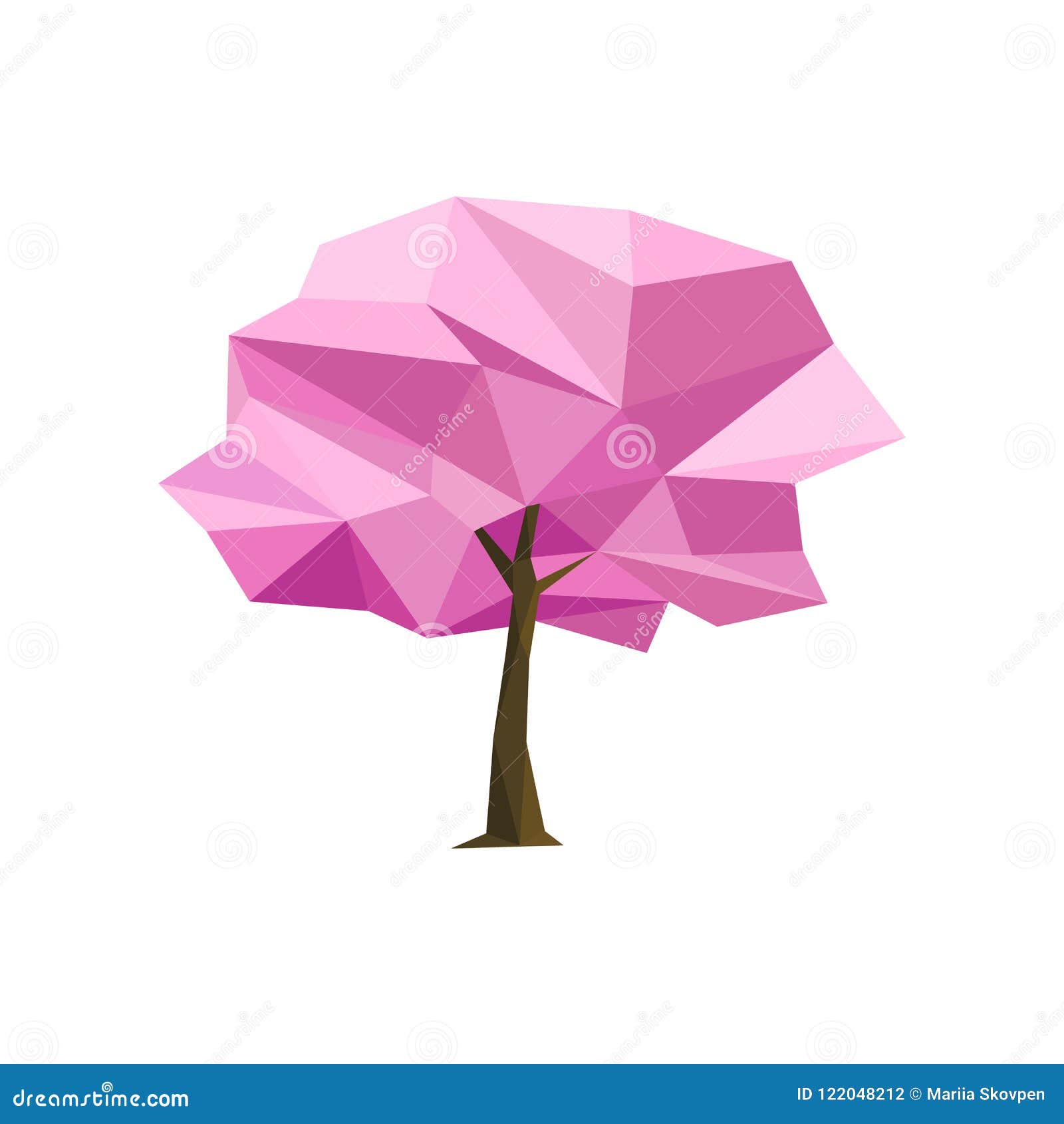 Spring Concept Pink Tree Formed by Triangles, Pink Sakura. Polygon ...