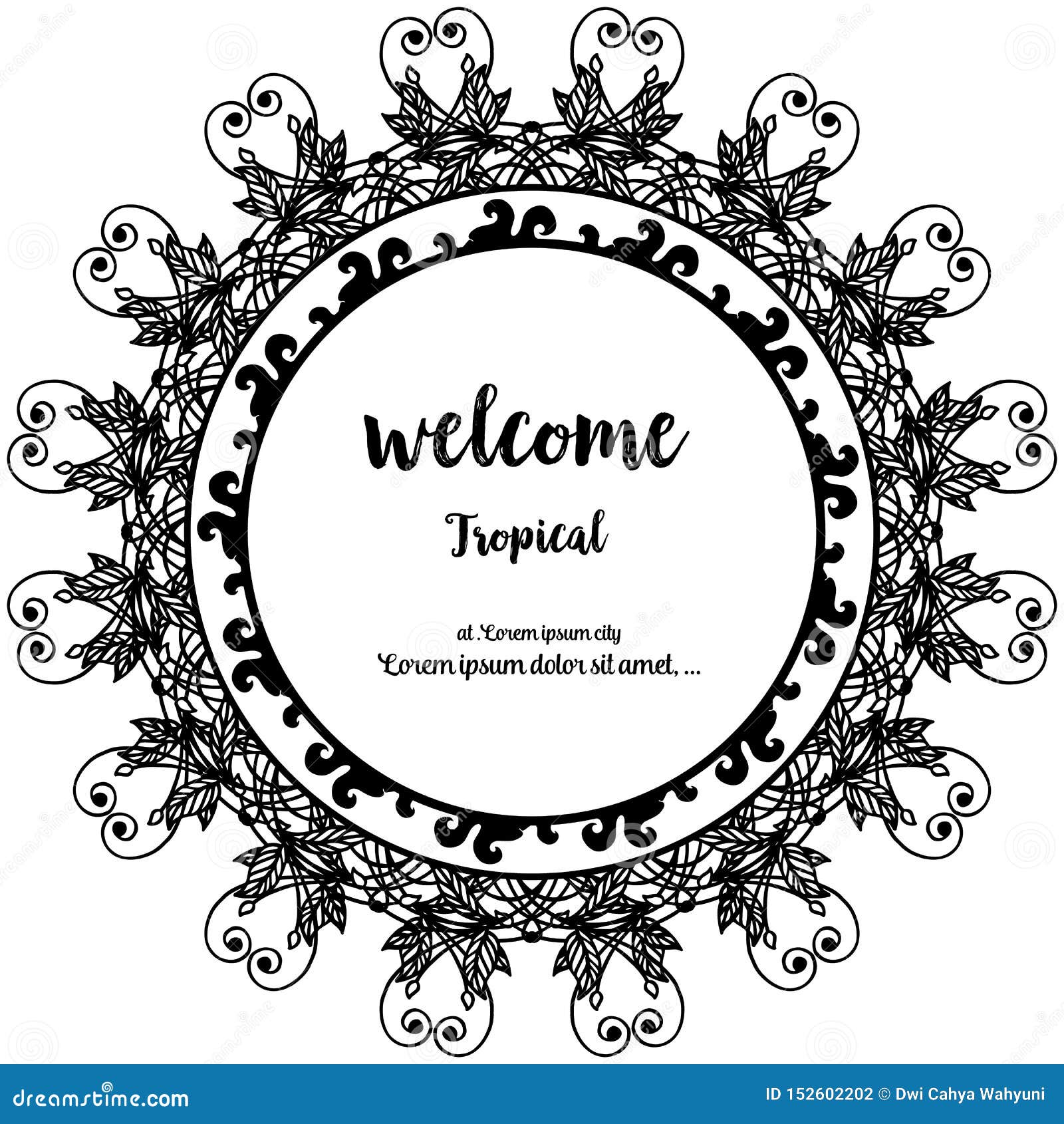 Spring Concept, Writing Welcome Tropical, Design of Card with Flower ...
