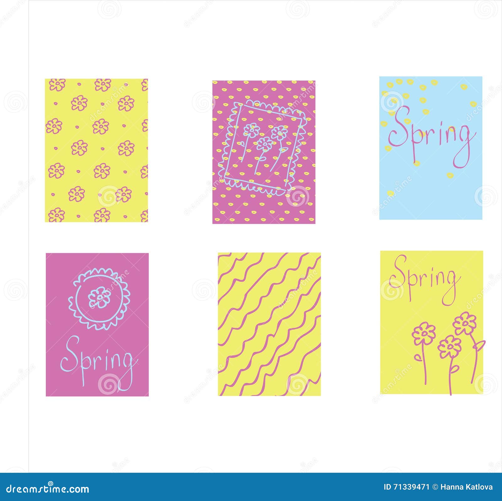 Spring. Congratulations. Flowers. Set of Cards. Stock Vector ...