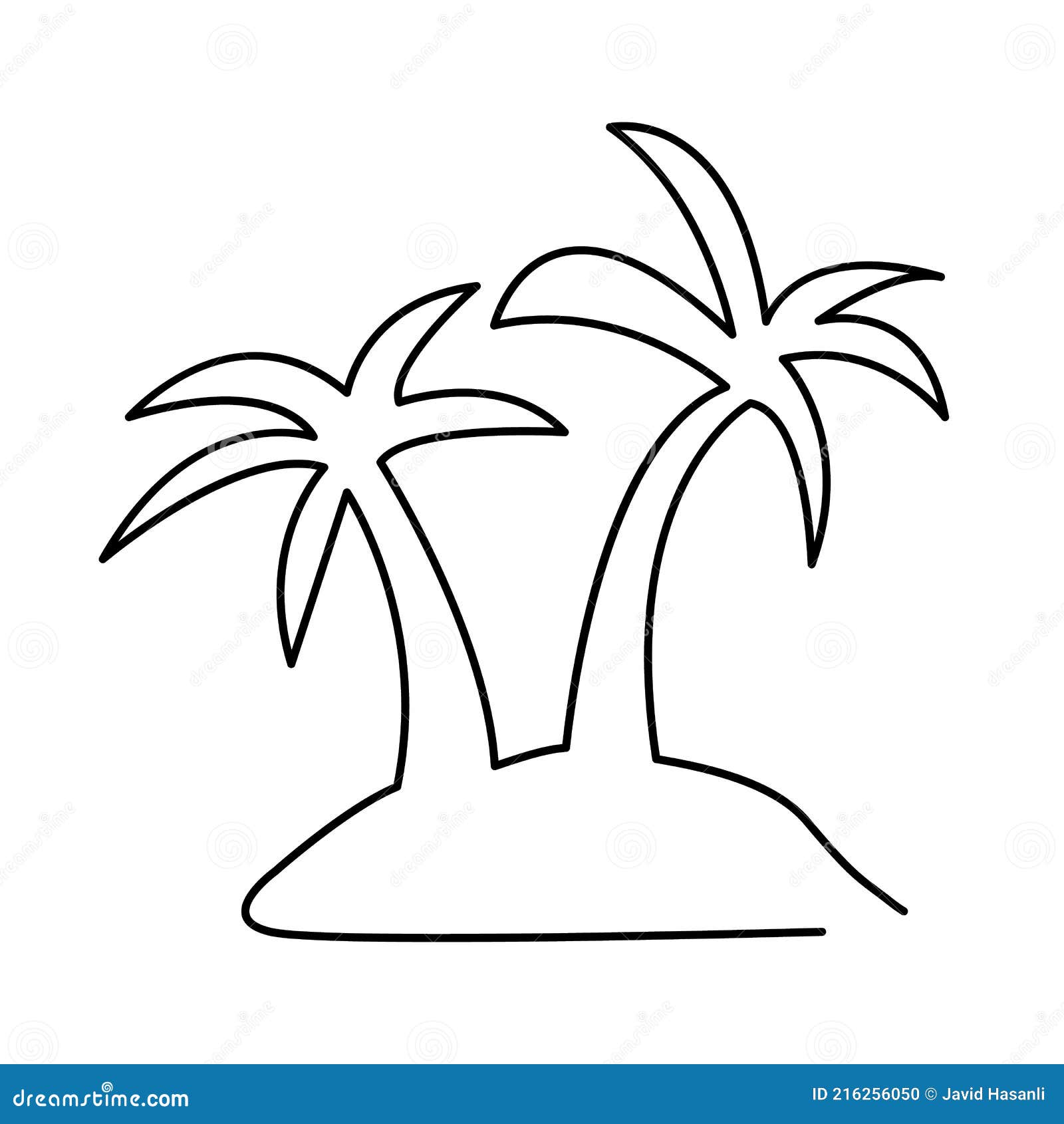 Spring, Continuous Line Drawing of Palm Trees on Tropical Beach. Summer ...