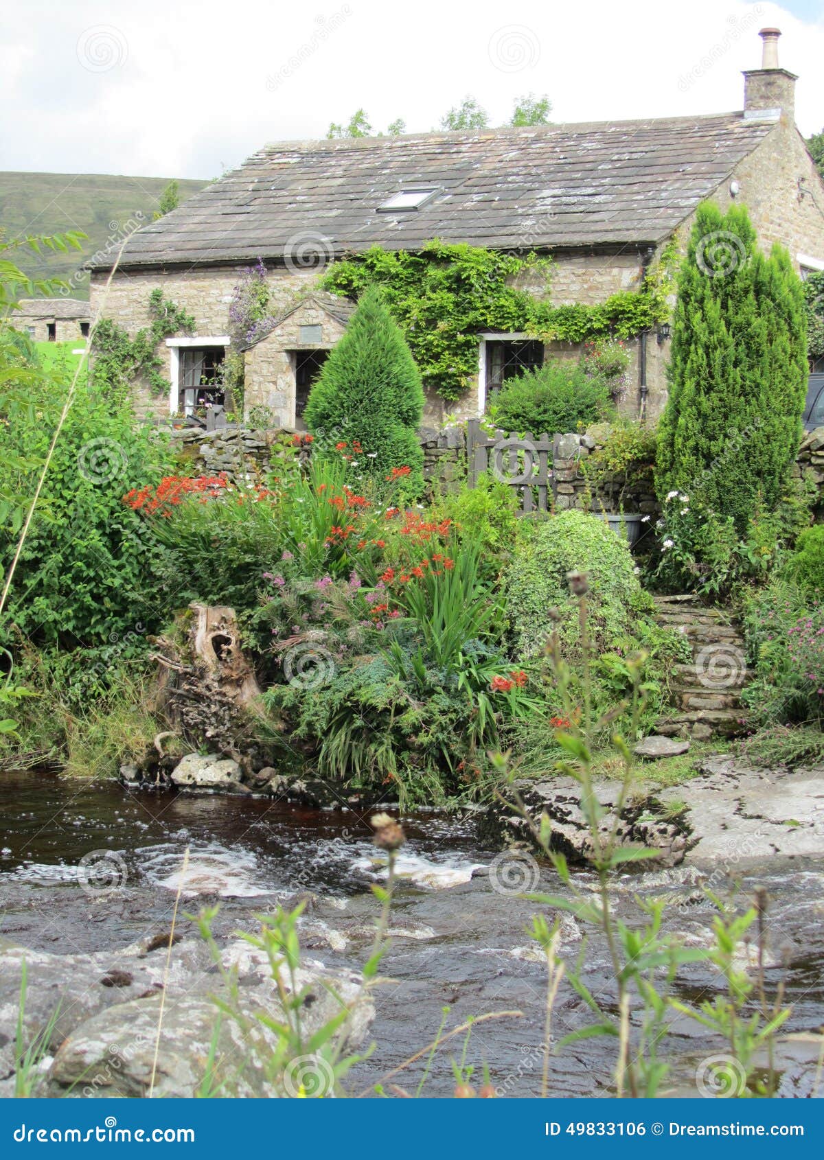 Spring Cottage on the River Stock Photo - Image of springtime, river ...