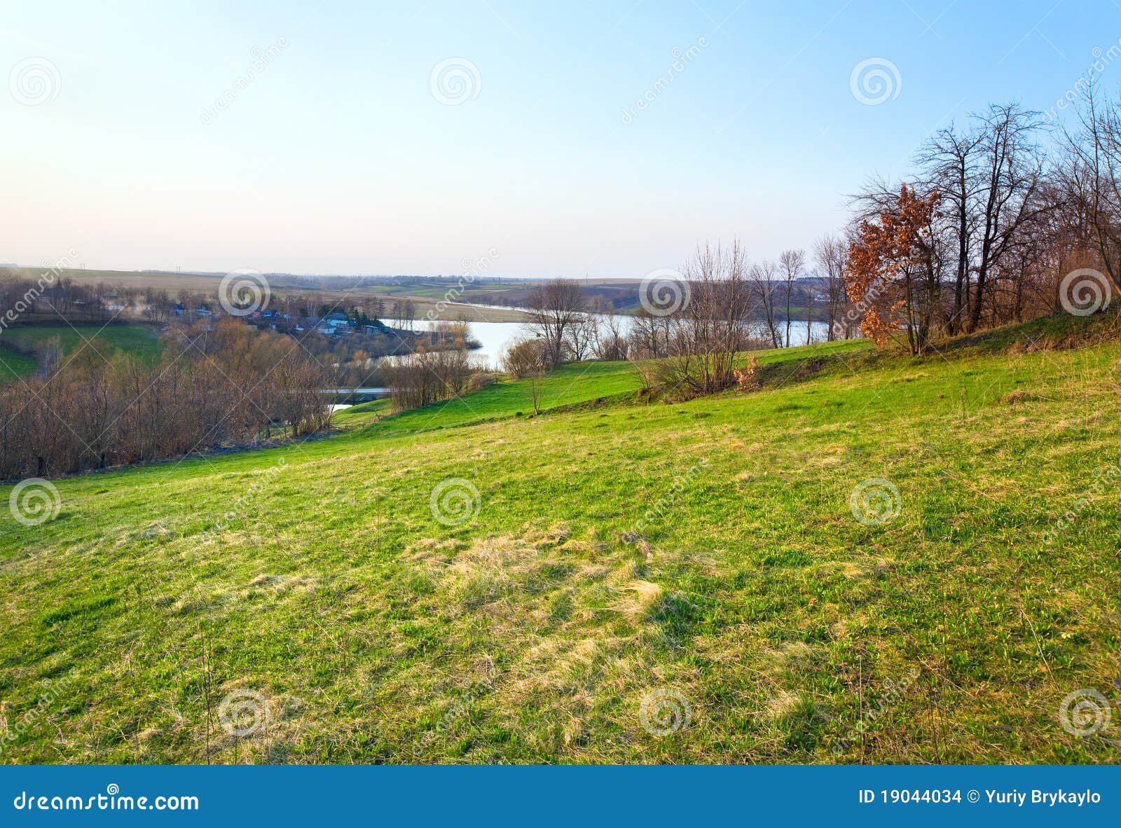 Spring country landscape. stock photo. Image of water - 19044034