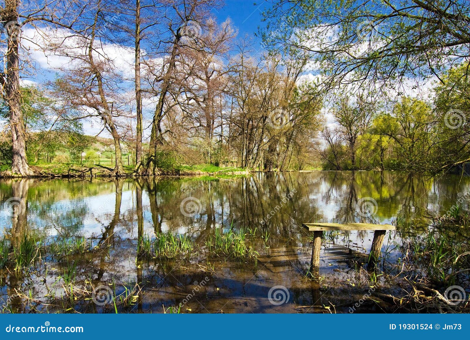 Spring Countryside with River Stock Photo - Image of fresh ...