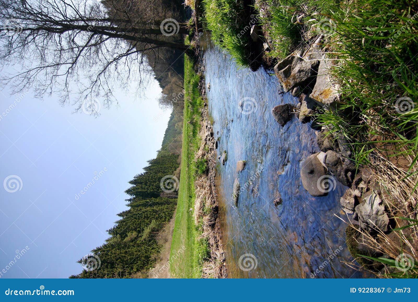 Spring Countryside with River Stock Image - Image of forest, greenery ...