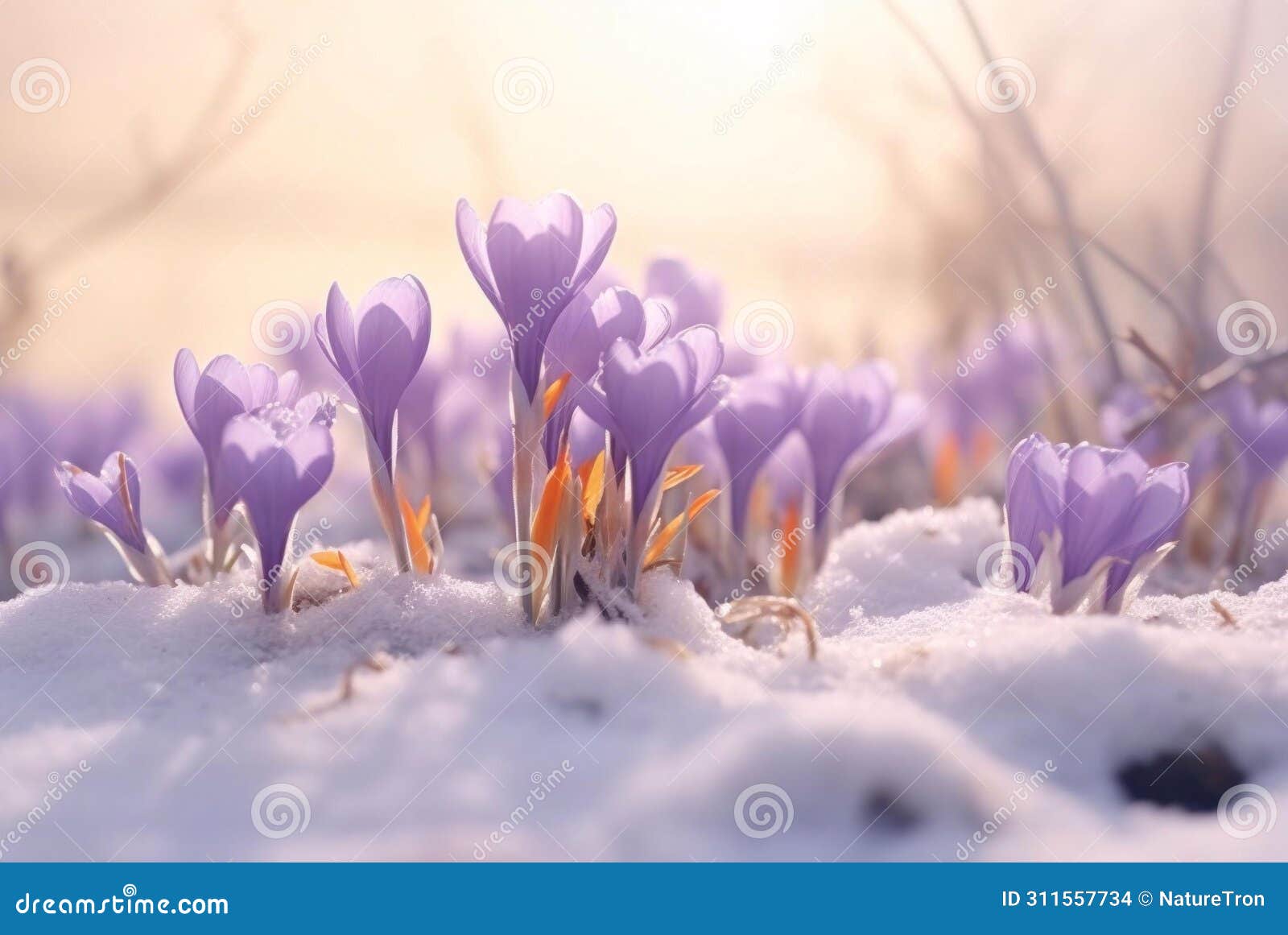 Spring Crocus Flowers in Snow Crocuses in Snow Spring Crocus Flowers ...