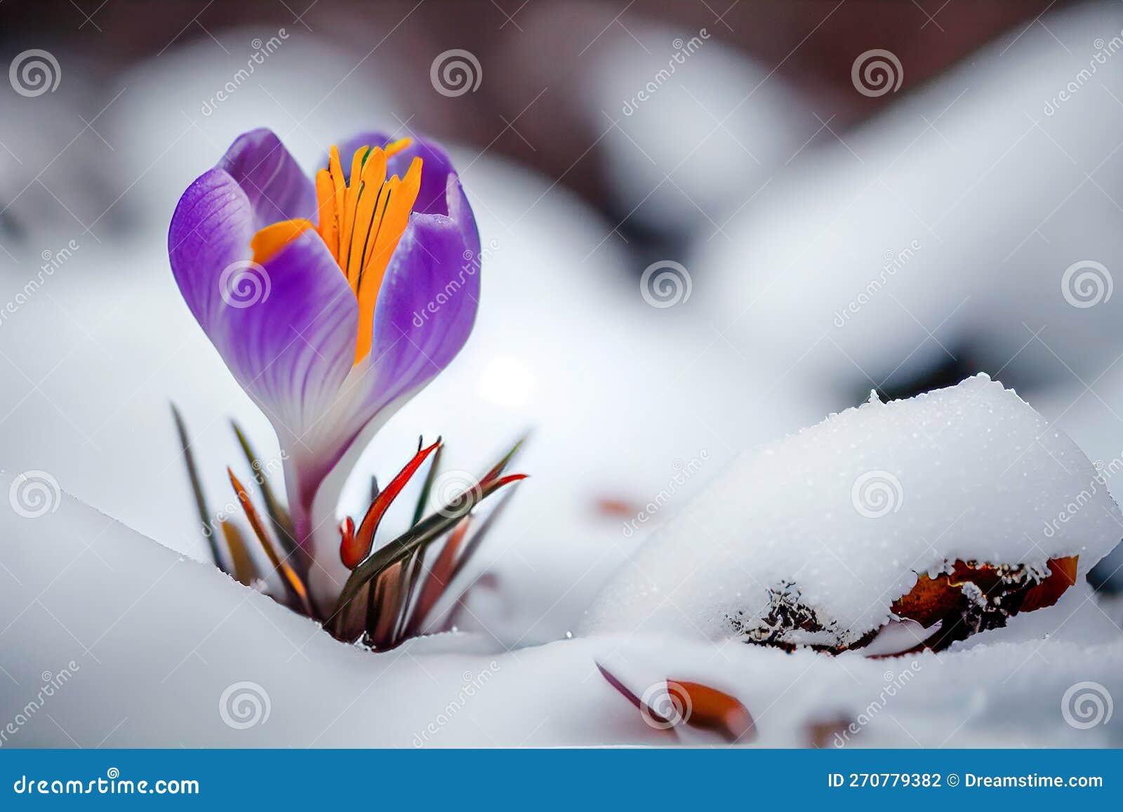 Spring Crocuses Flowers Under Snow Made with Generative AI Stock ...