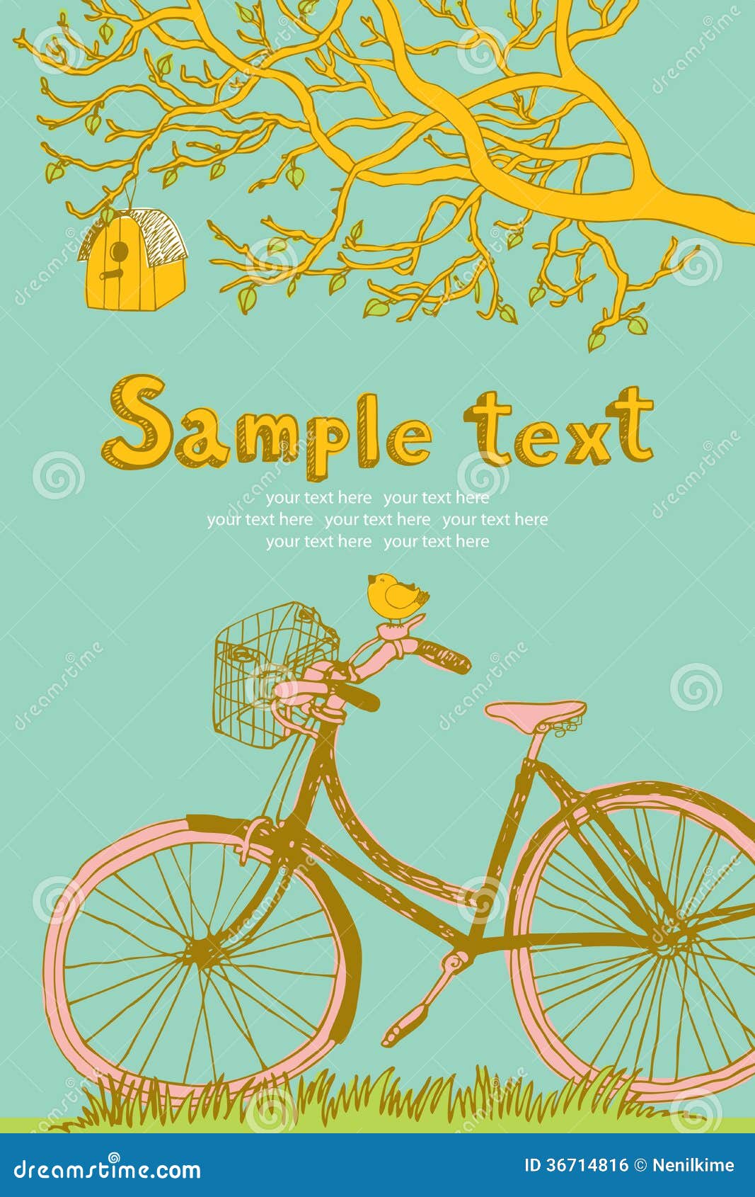 Spring cycling card design stock vector. Illustration of cycling - 36714816